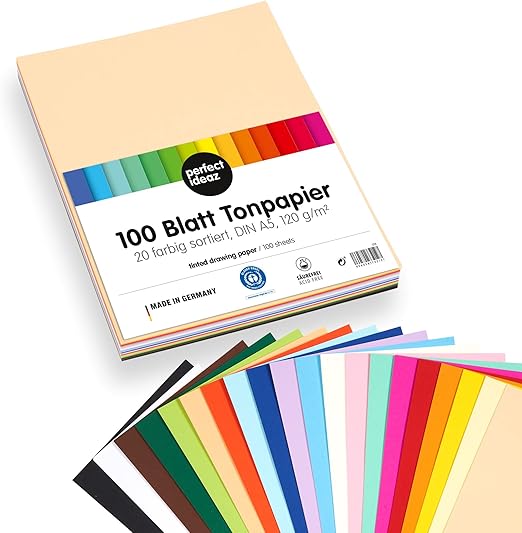 perfect ideaz 100 feuilles de Cartonette DIN-A5 (148 x 210 mm), Papier ...