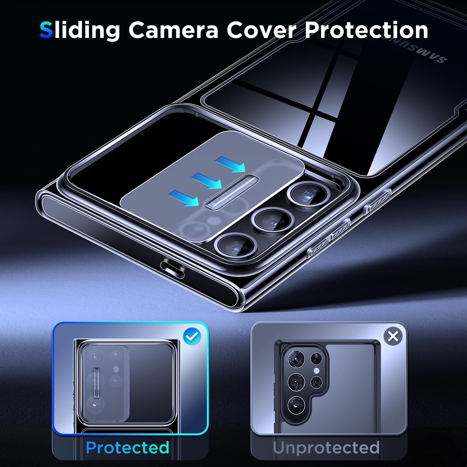 Simtect for Samsung Galaxy S24 Ultra Case with Camera Cover, [Non-Yellowing] [Military Drop ...