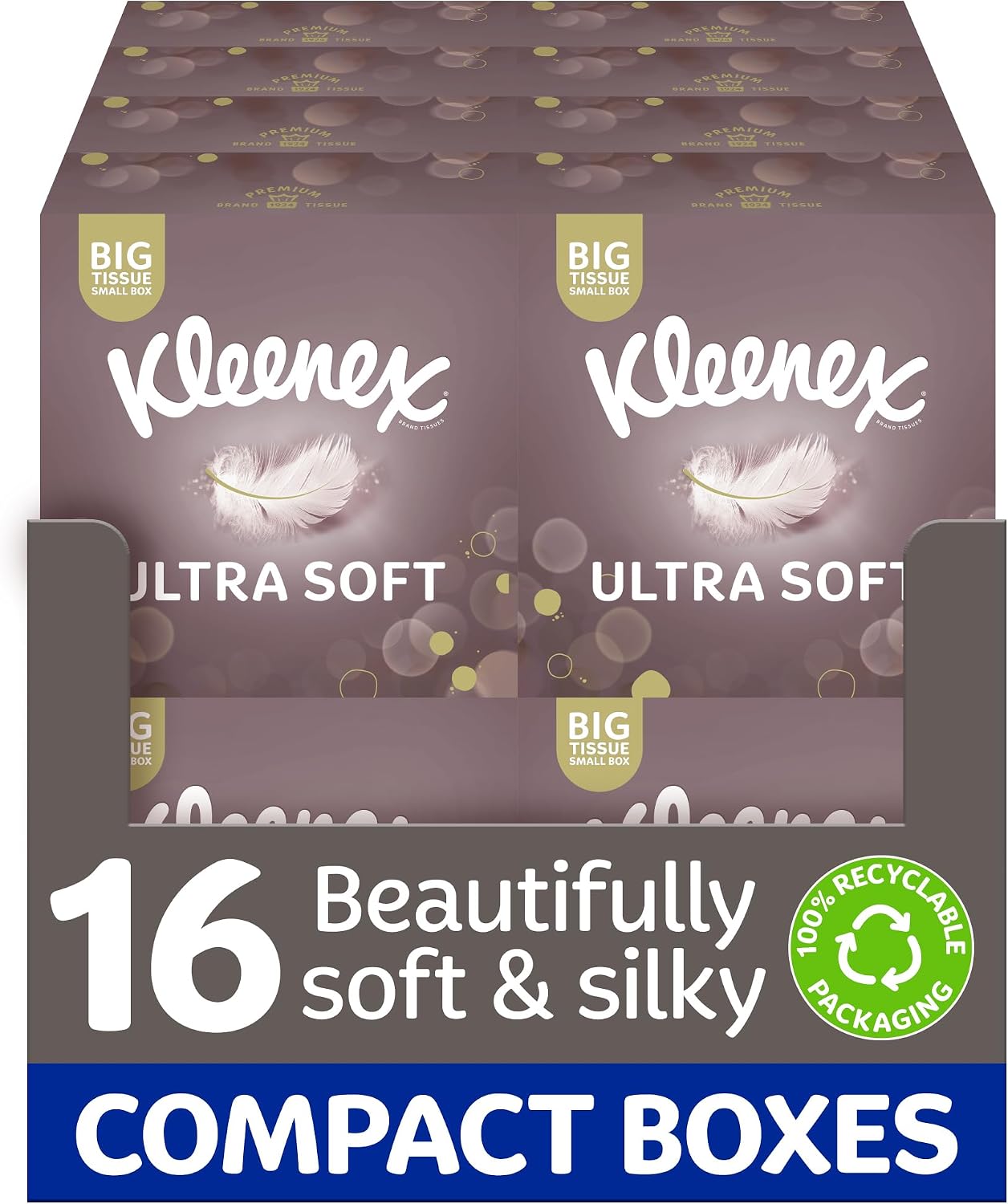 Kleenex Ultra Soft Extra Large Tissue in 16 Compact Boxes - Our Softest ...