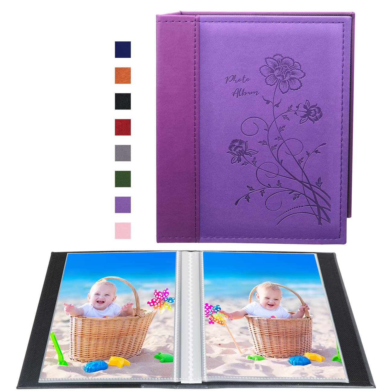 Amazon.com: Artmag Photo Album 5x7 Clear Pages Pockets Leather Cover ...
