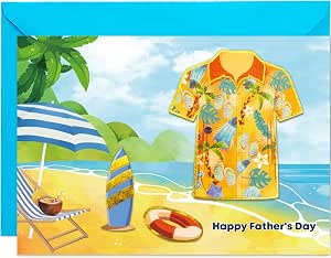 Amazon.com : FANCY LAND Happy Father's Day Card Hawaiian Shirt Card for ...