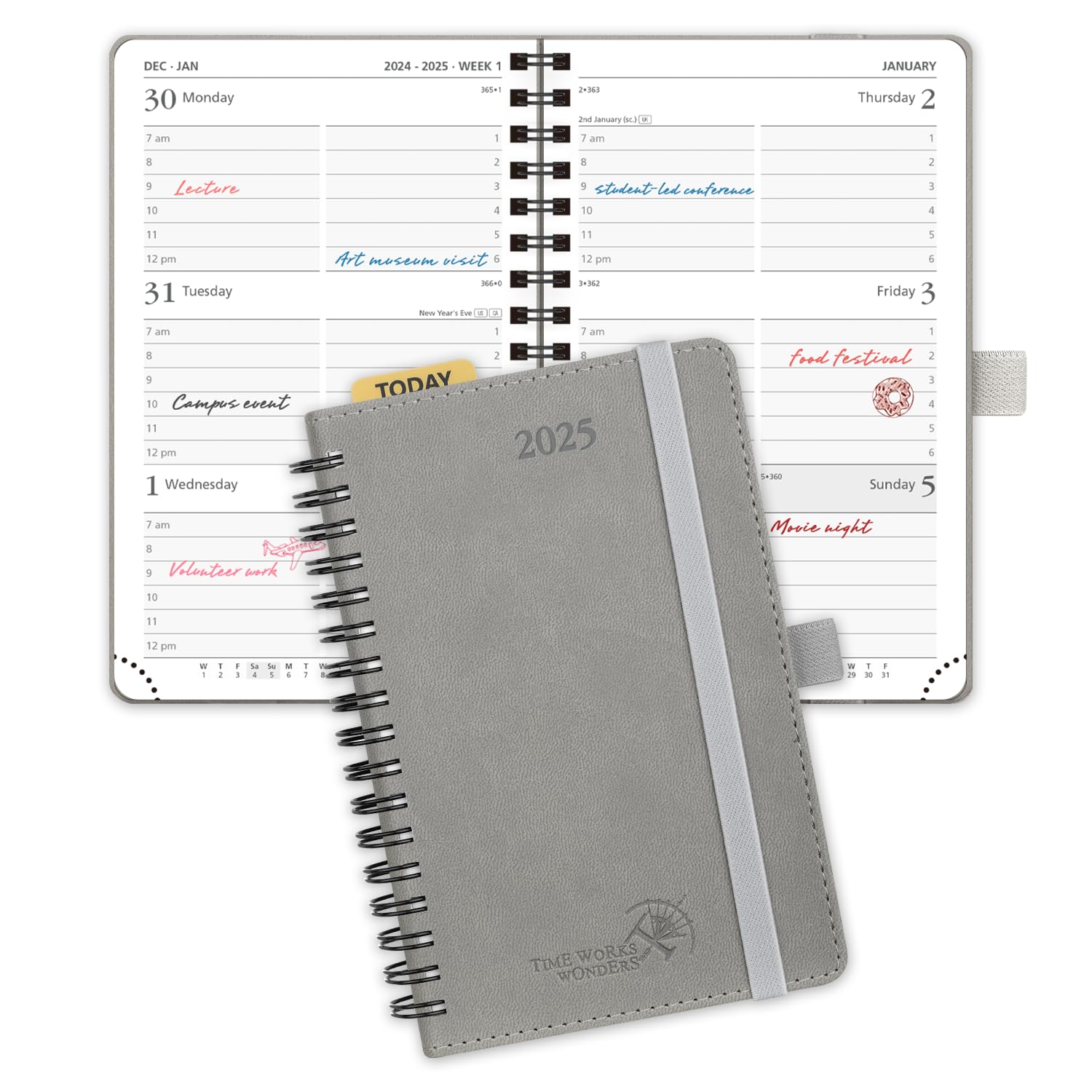 POPRUN Pocket Diary 2025 Week to View A6 (16×10.5 cm) Small Soft Cover ...