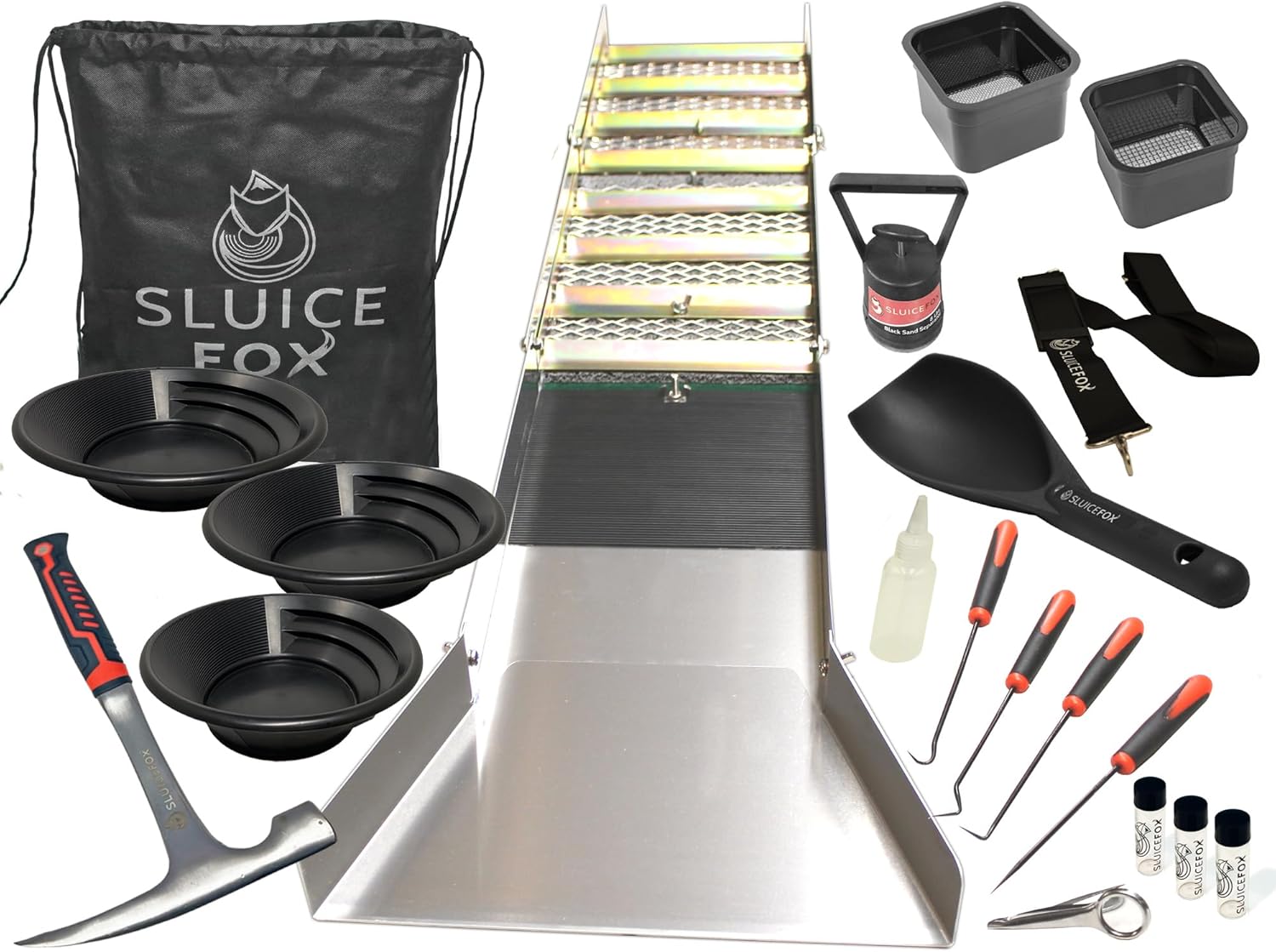 Complete Gold Mining Kit; Folding 50 inch Gold Sluice Box; Gold ...