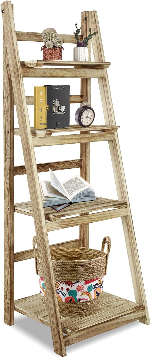 Amazon.com: PETUPPY 5-Tier Bamboo Ladder Shelf,Free-Standing Corner ...