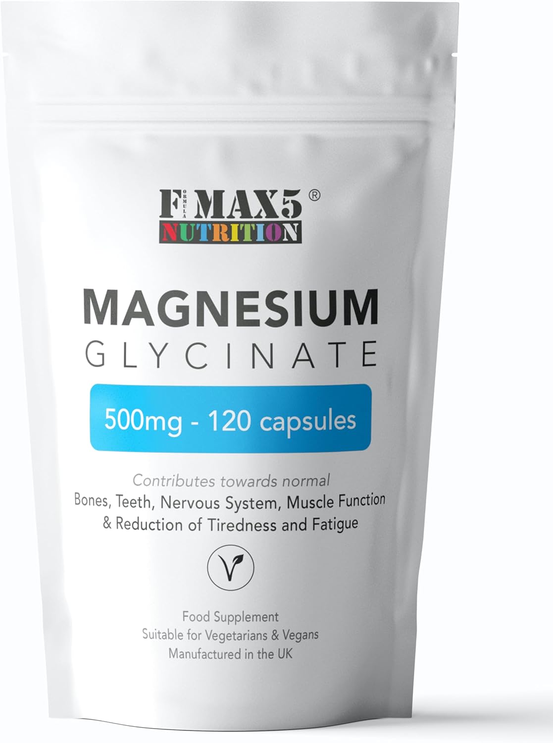 Magnesium Glycinate 500mg Supplements as Bisglycinate, 120 Vegan ...