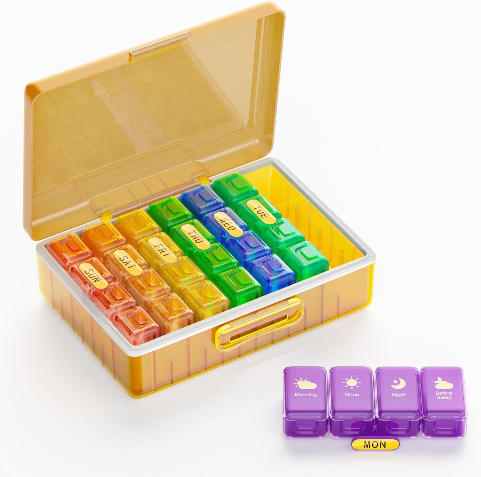 Amazon.com: Codcaw Weekly Pill Organizer 4 Times a Day, Large ...