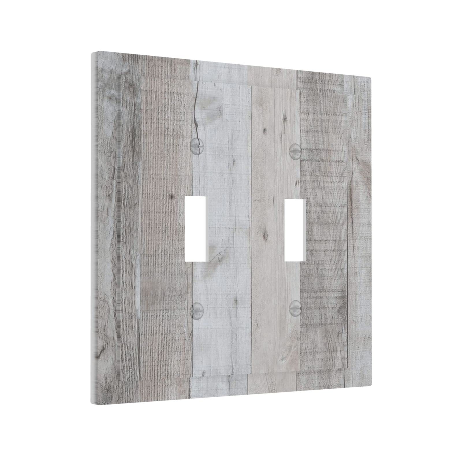 Faux Distressed Gray Natural Grey Wood Grain Triple Toggle Outlet ...