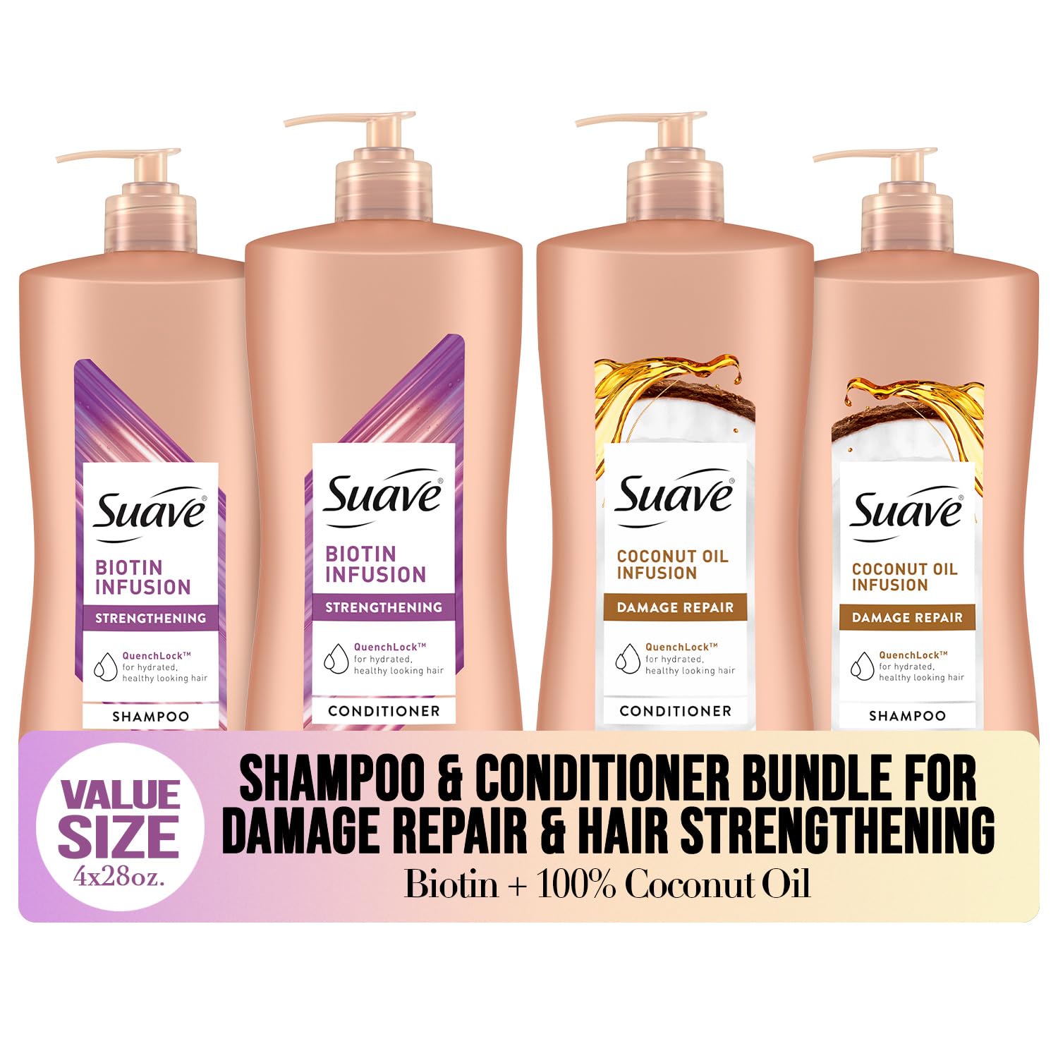 Amazon.com : Suave Shampoo and Conditioner Set, Coconut Oil Infusion ...