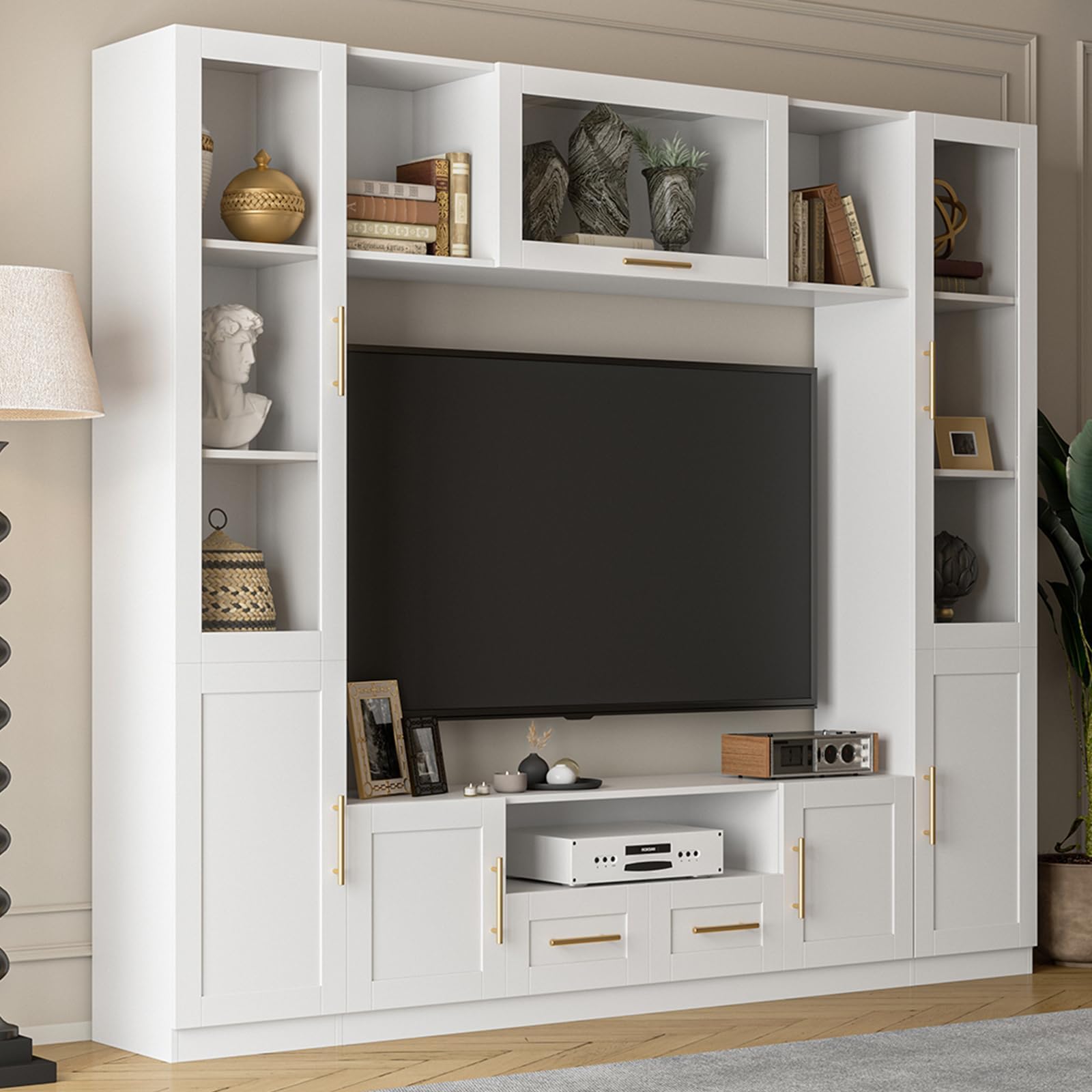 Amazon.com: AIEGLE High Gloss Entertainment Center with Storage Bridge ...