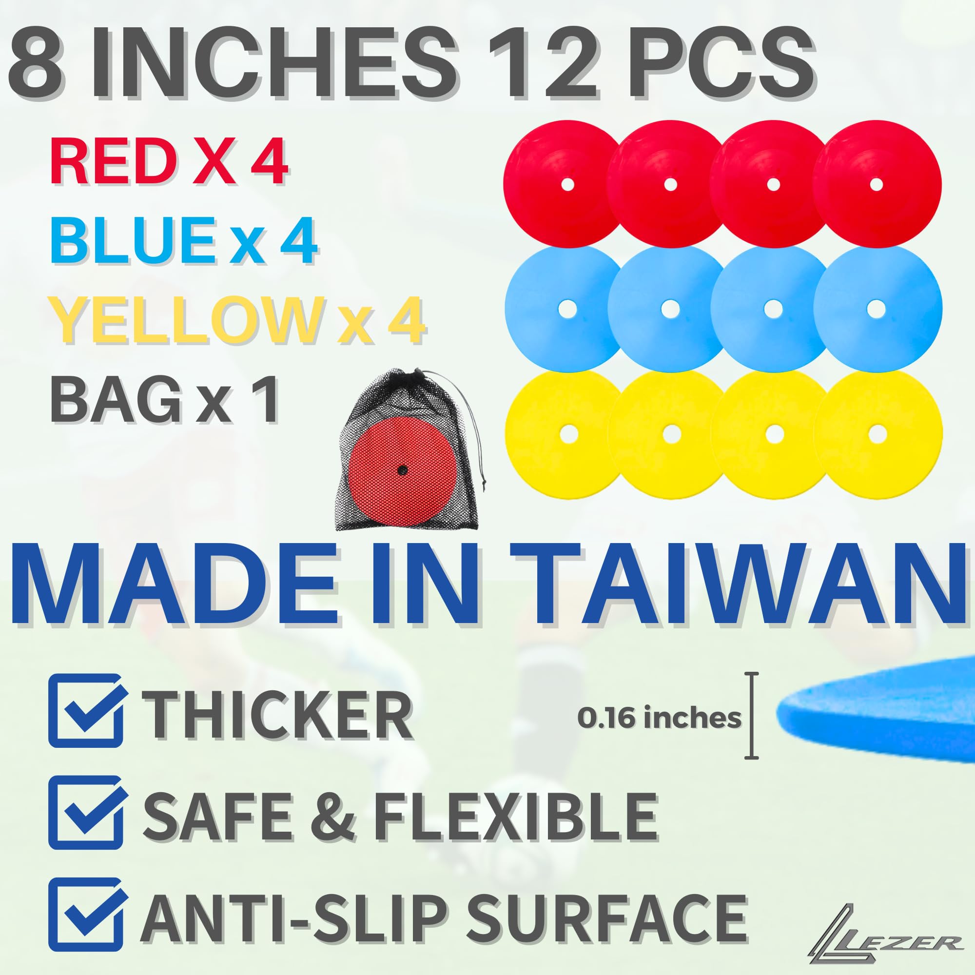 Flat Agility Cones LEZER 9-Inch Flat Rubber Cones (Set) - Durable Spot ...