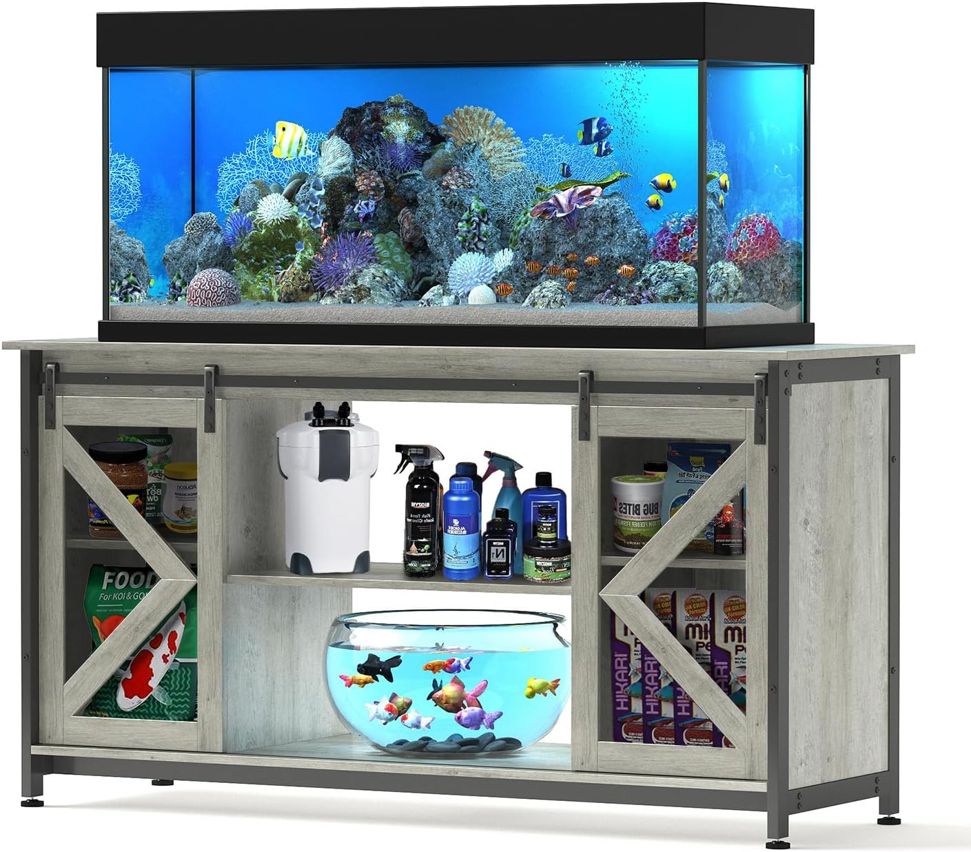 Amazon.com: Tatub 75-90 Gallon Fish Tank Stand with Cabinet, Heavy Duty ...