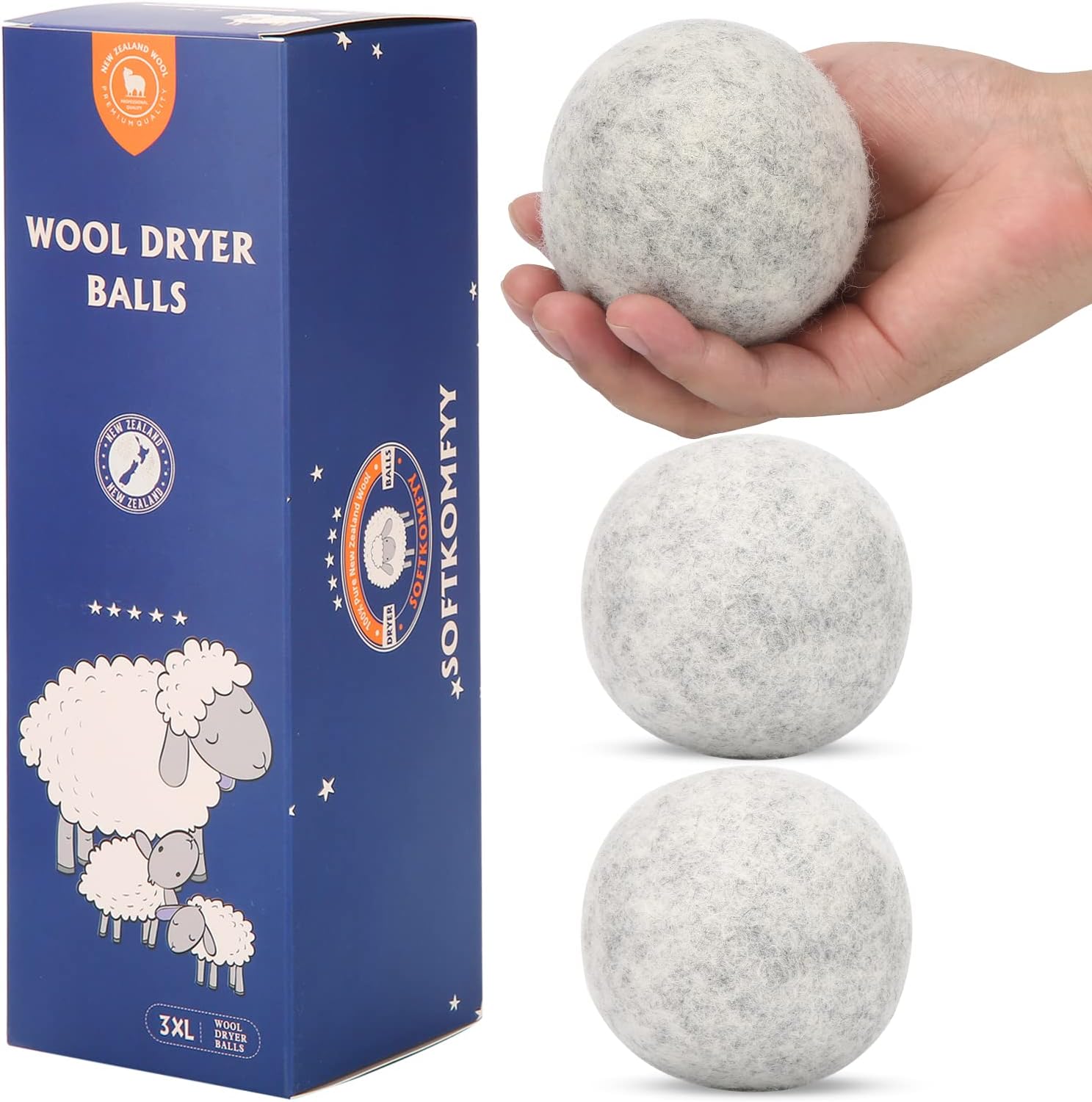 Amazon.com: Wool Dryer Balls Handmade 3 Pack XL,Organic Laundry Dryer ...