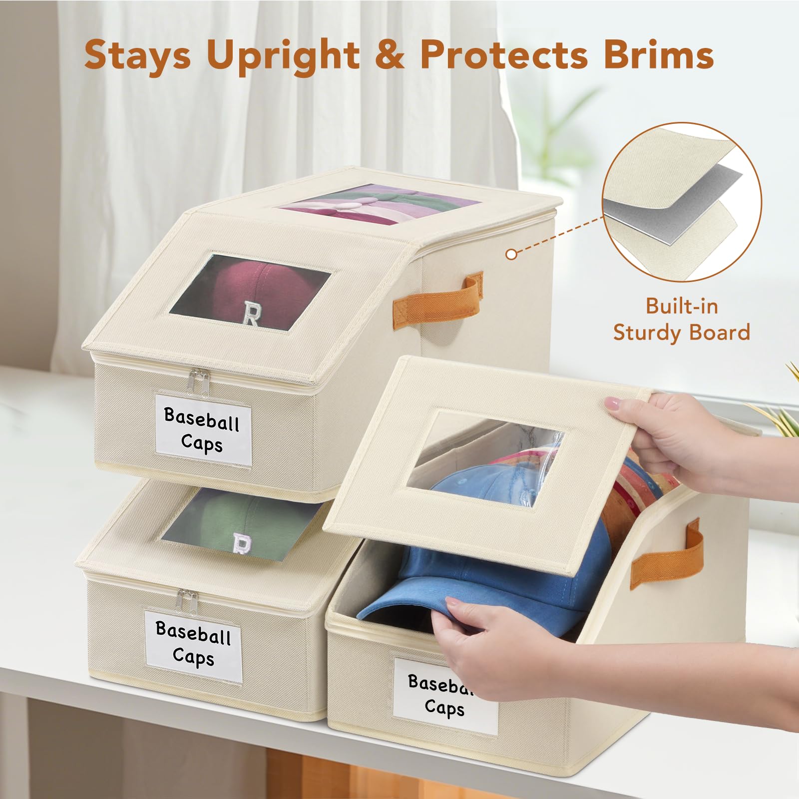 Snapklik.com : Baesyhom 4 Pcs Extra Large Hat Organizer & Storage Box ...