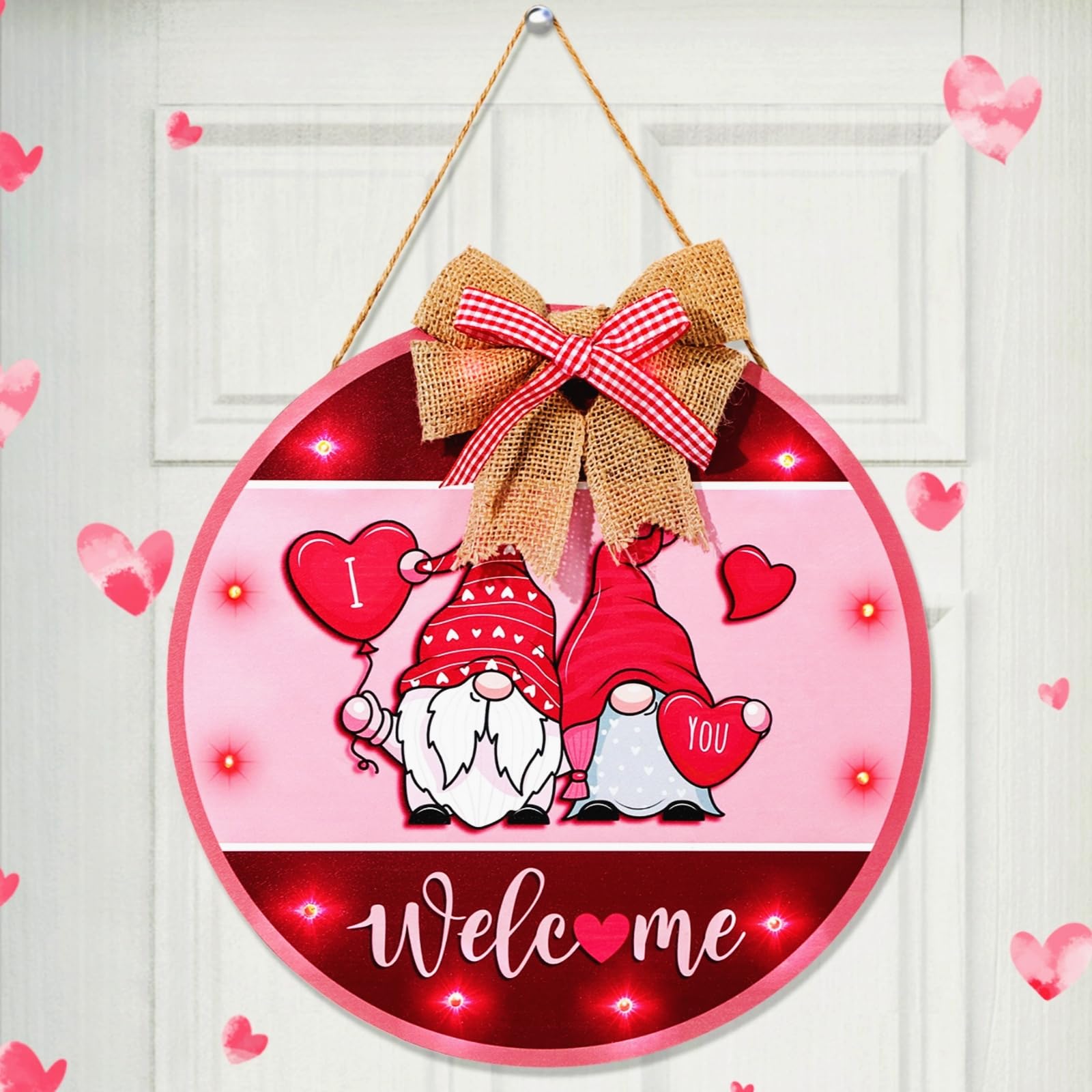 Capoda Valentine Lighted Welcome Door Sign Valentine's Wooden LED ...