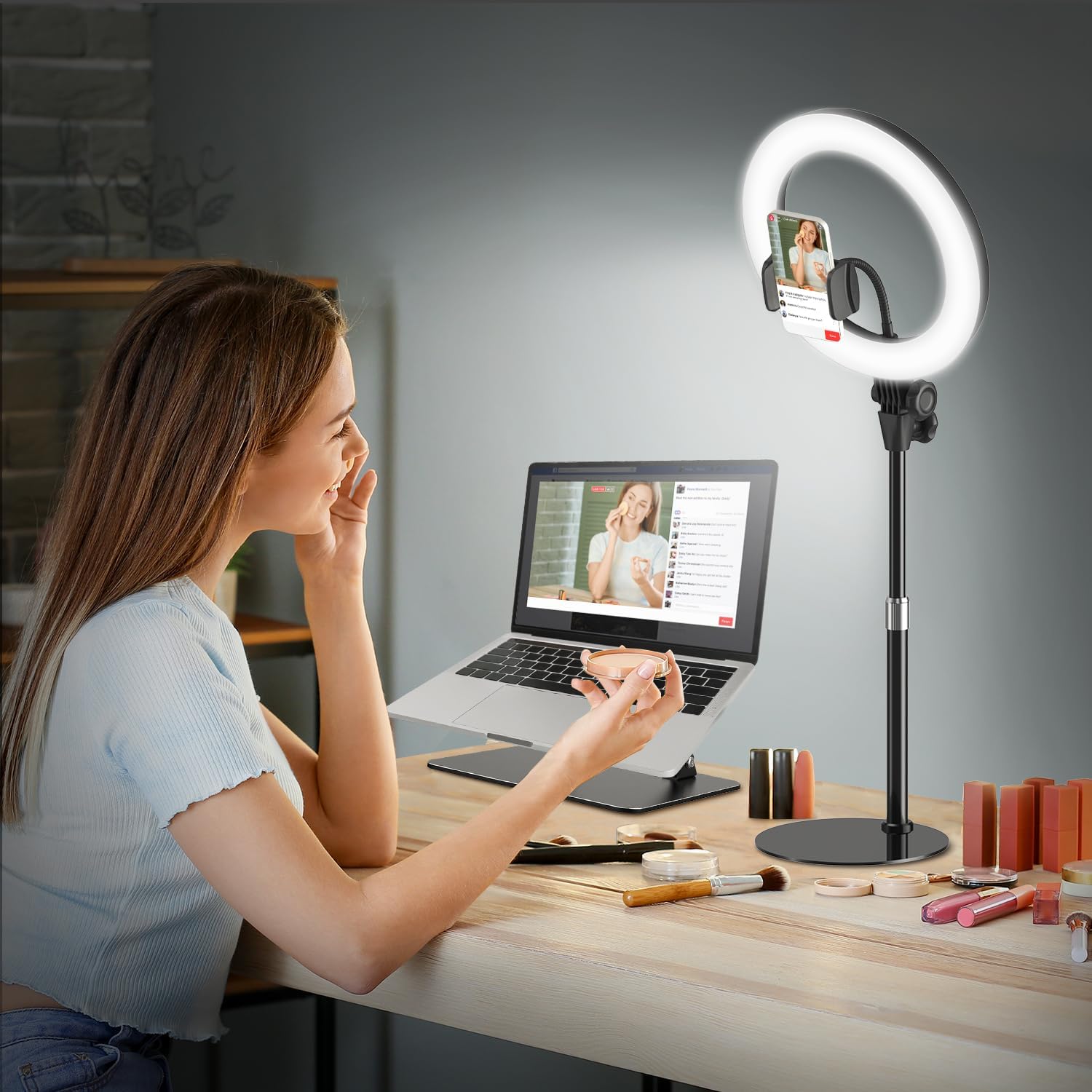 Amazon.com : Desk Ring Light Stand for Video Recording - Evershop 10 ...