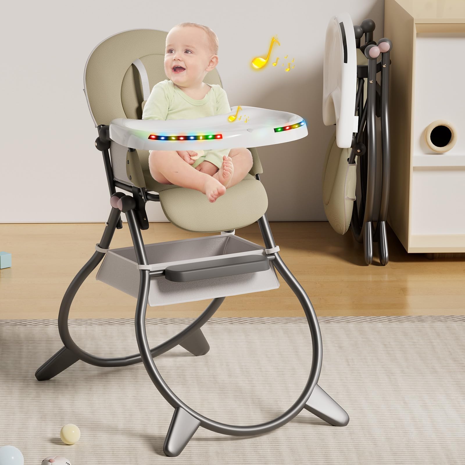 Amazon.com : Baby High Chair, Foldable High Chairs for Babies and ...