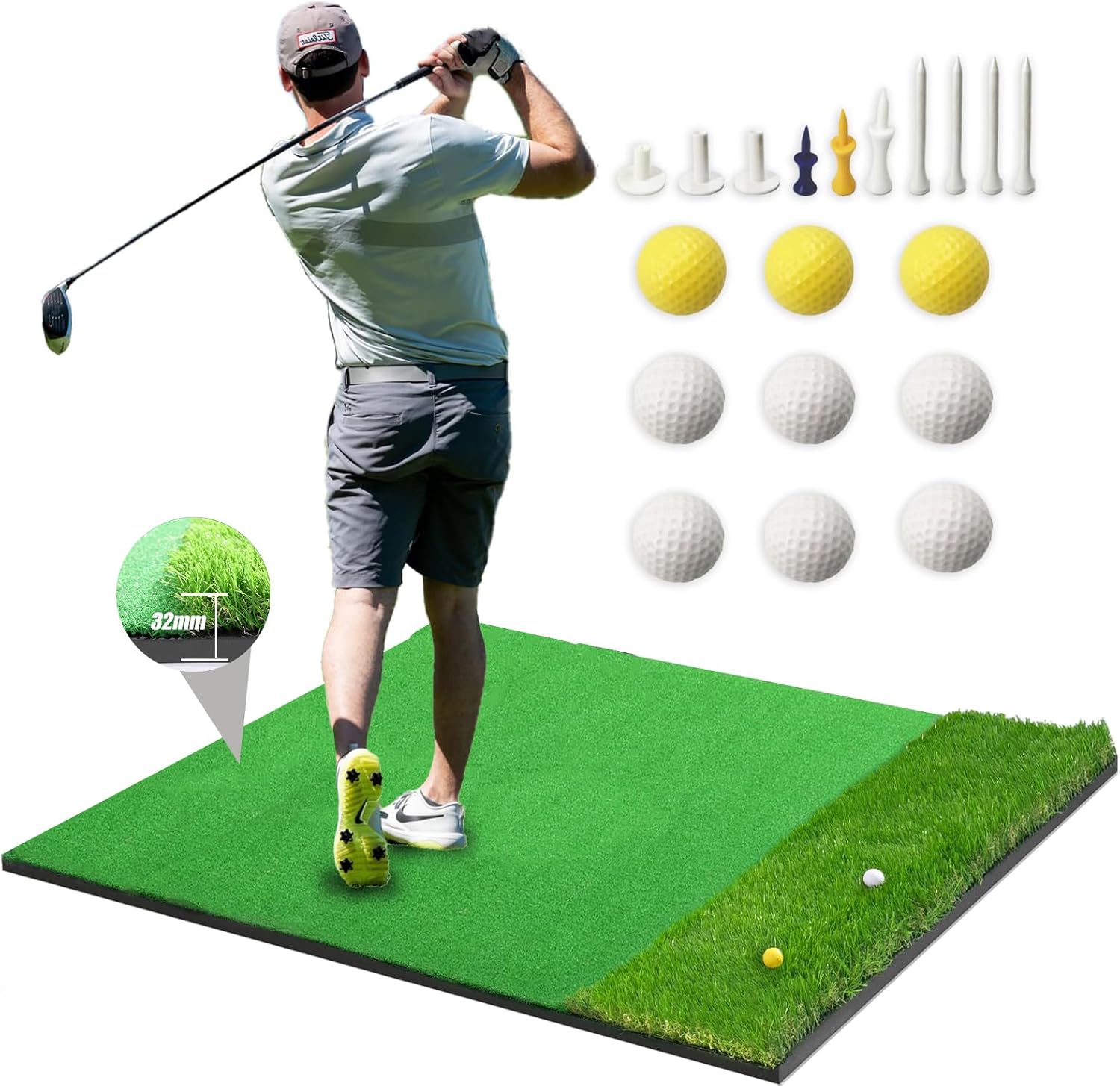 Amazon.com : Golf Mat, 5x4ft Thickening Artificial Turf Golf Hitting Mat, Premium Impact Golf ...