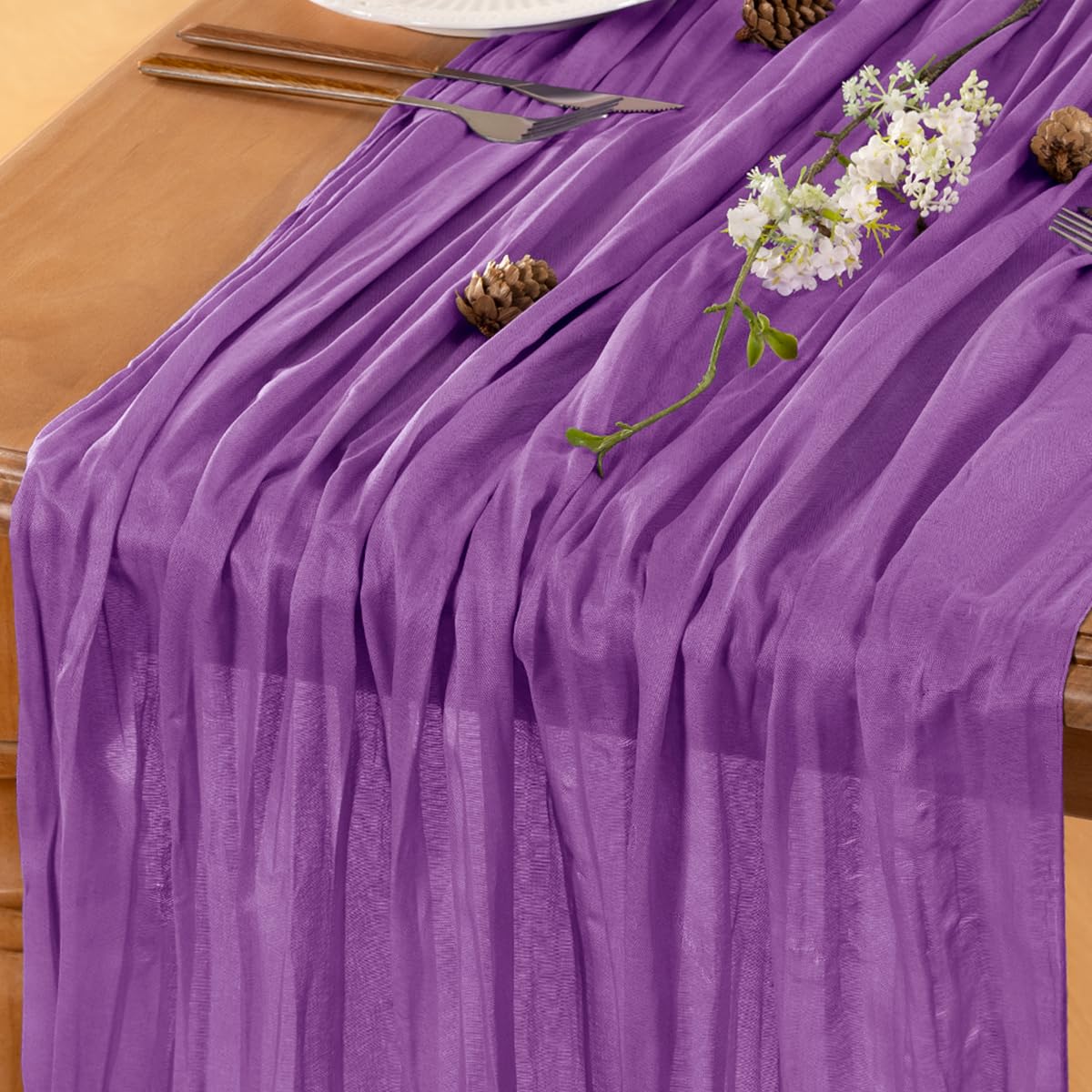 Amazon.com: LINXTAR Purple Table Runner Cheesecloth Table Runner 10FT ...