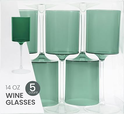 Amazon.com: PLASTICPRO 10 Pack Plastic Wine Goblets 14 oz Two Tone ...