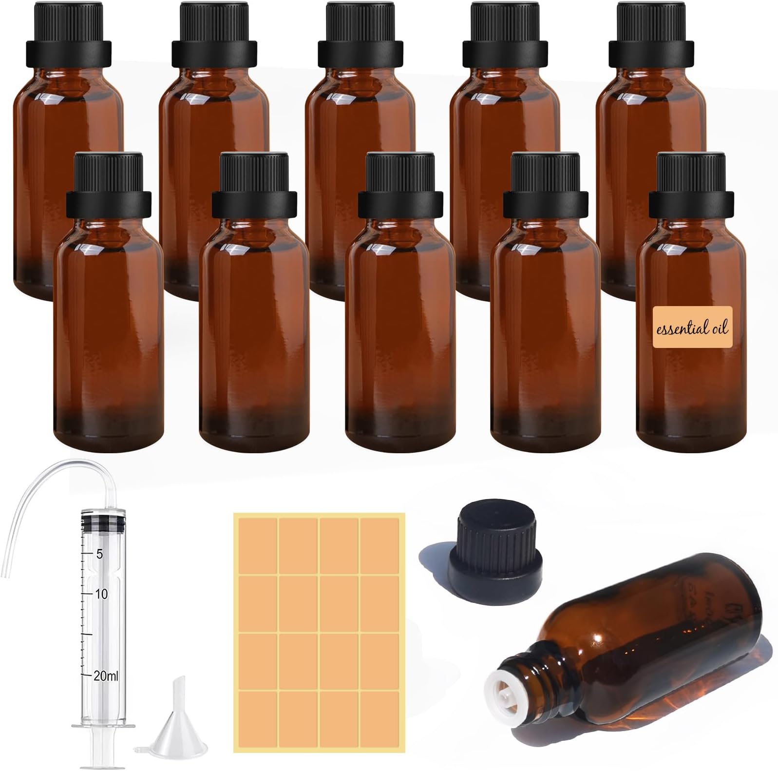 BELLE VOUS 50 Pack of Essential Oil Sample Bottles - 1ml Amber Glass ...