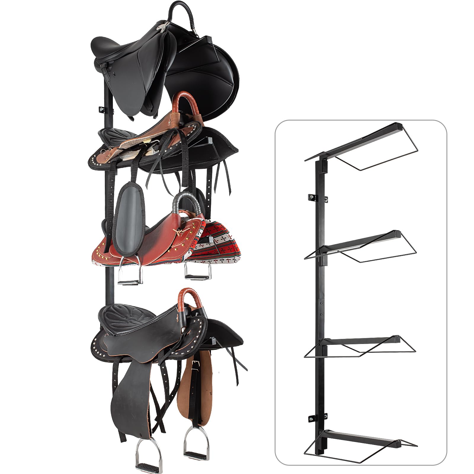 Amazon.com: 4 Tier Saddle Rack Wall Mount, Adjustable Horse Saddle ...