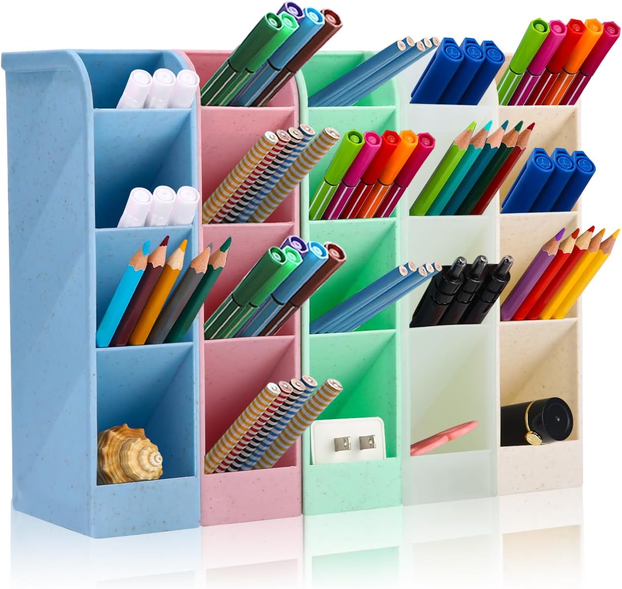 TIDEVAN Pen Holder, Pack of 5 Pen Holder Organiser Desk Pen Holder ...