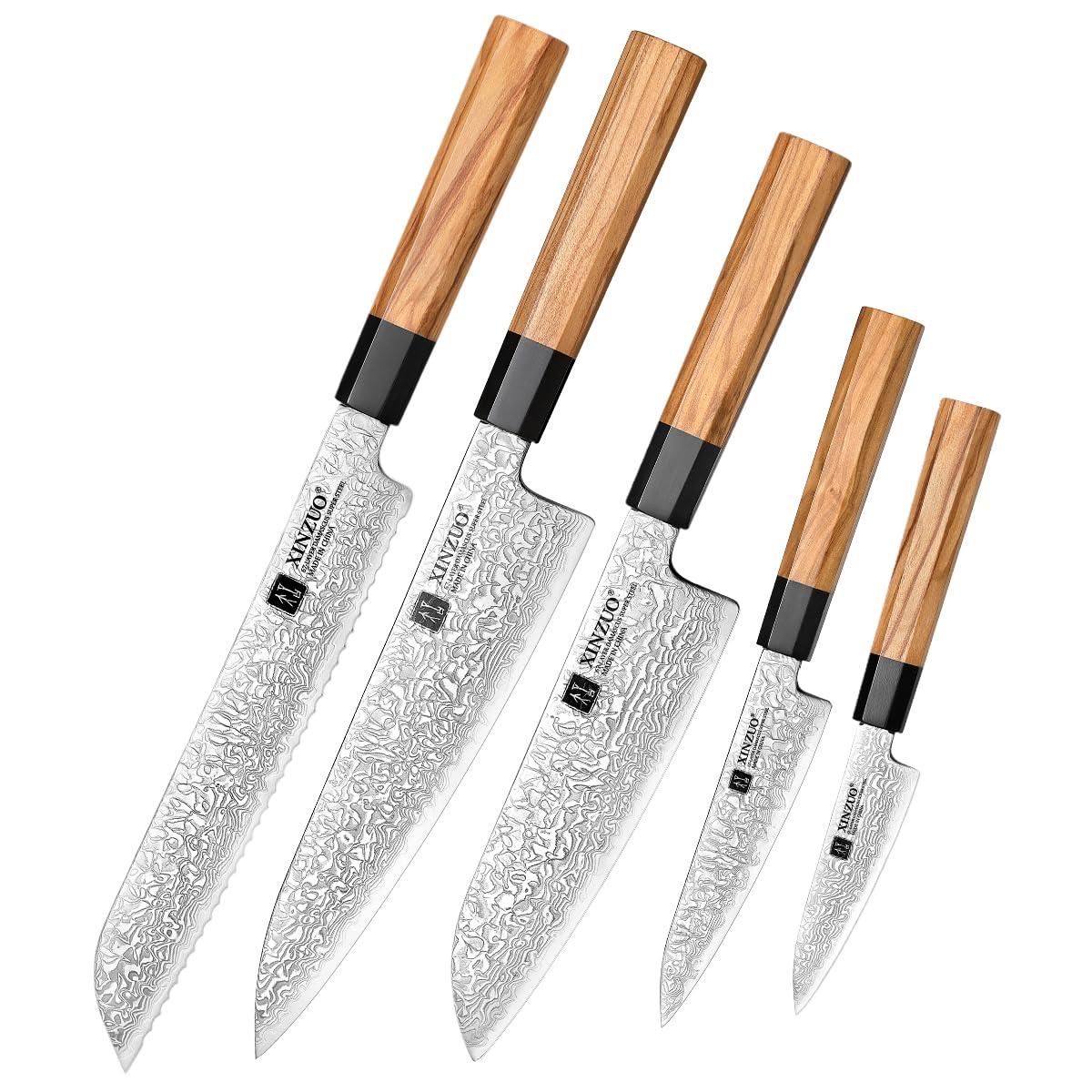 Amazon.com: XINZUO 5 Pieces Kitchen Knife Set without Block, Hand ...