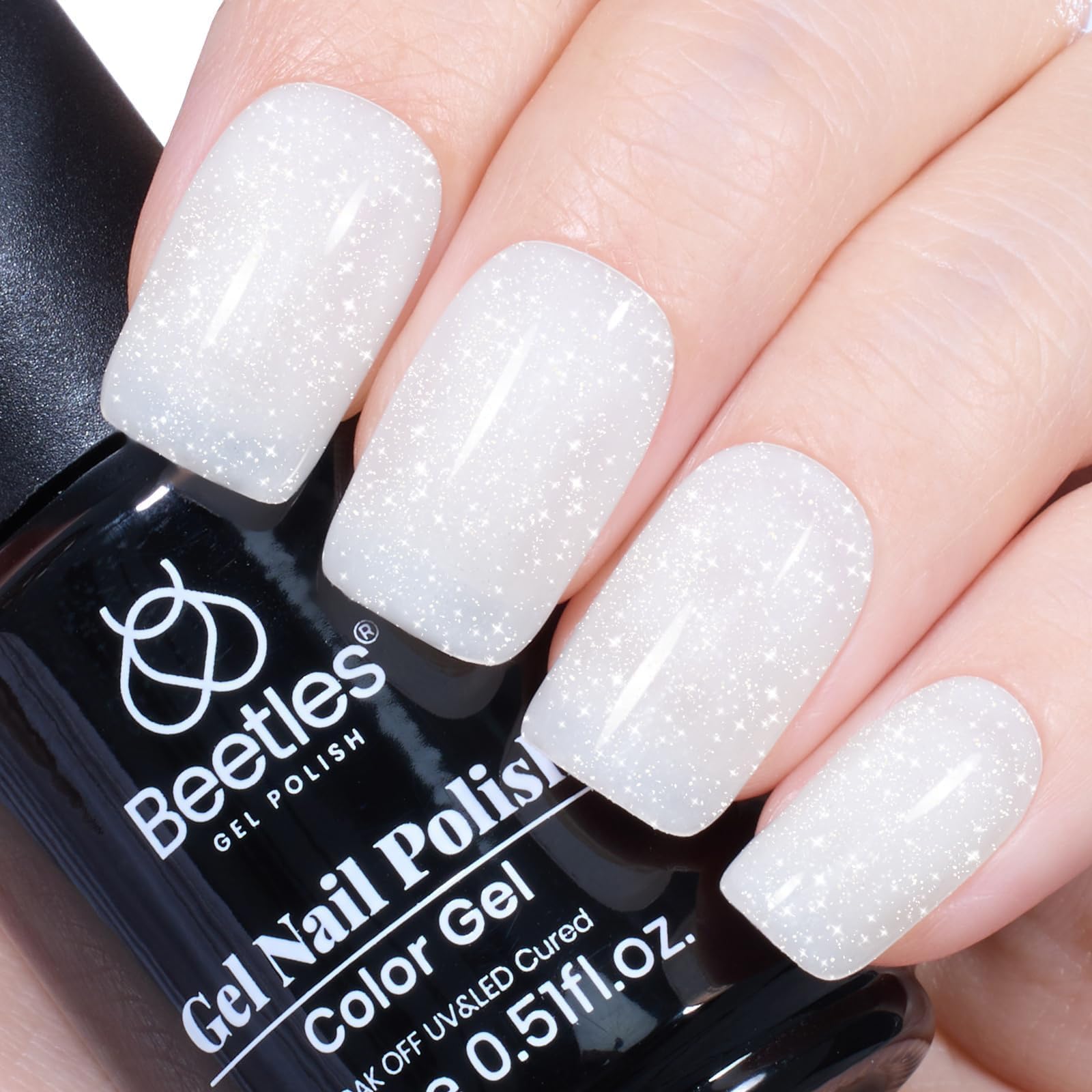 Amazon.com : MEMEDA Pearl White Glitter Gel Polish 8ML Shimmer Mermaid ...