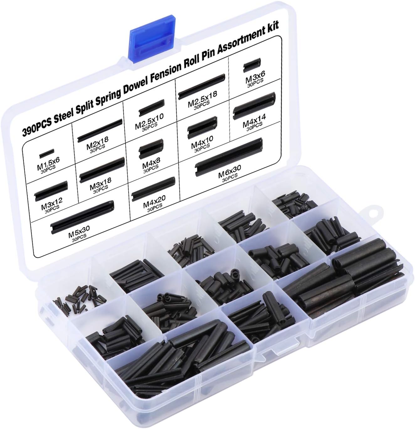 WiMas 390PCS Schlitzfeder Pin Roll Pin, Sortiment Hohlspannstifte, Hohl ...