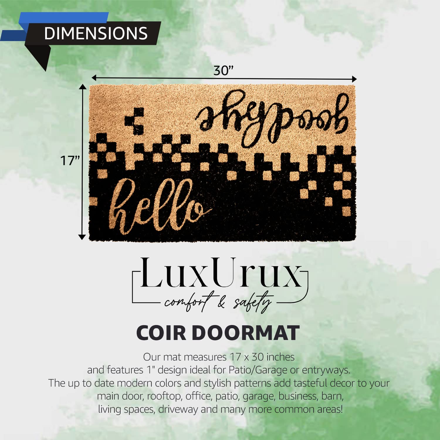 LuxUrux Welcome Mats Outdoor Coco Coir Doormat, with Heavy-Duty PVC ...