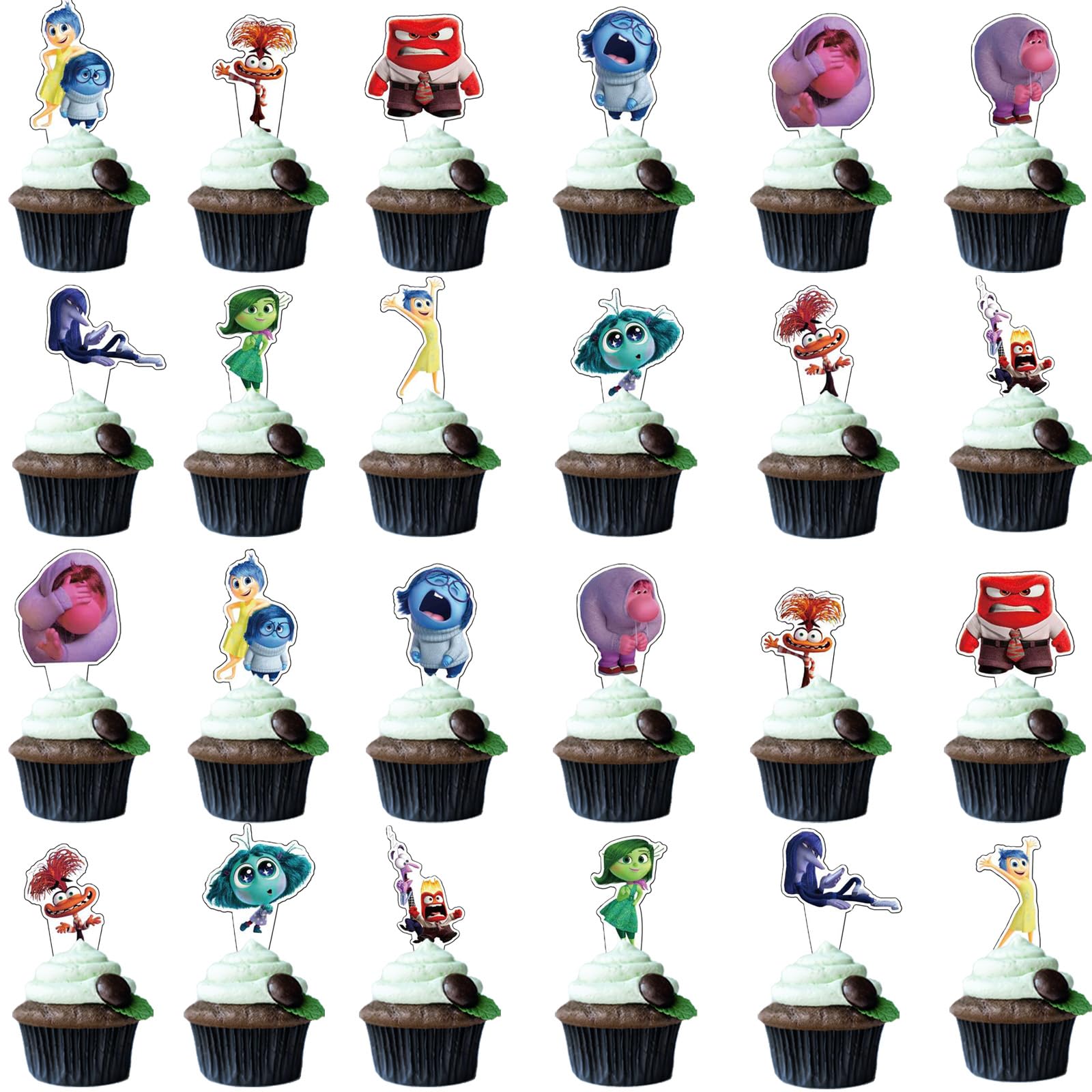 Amazon.com: 48Pcs Inside Out Birthday Cake Topper Decoration Supplies ...