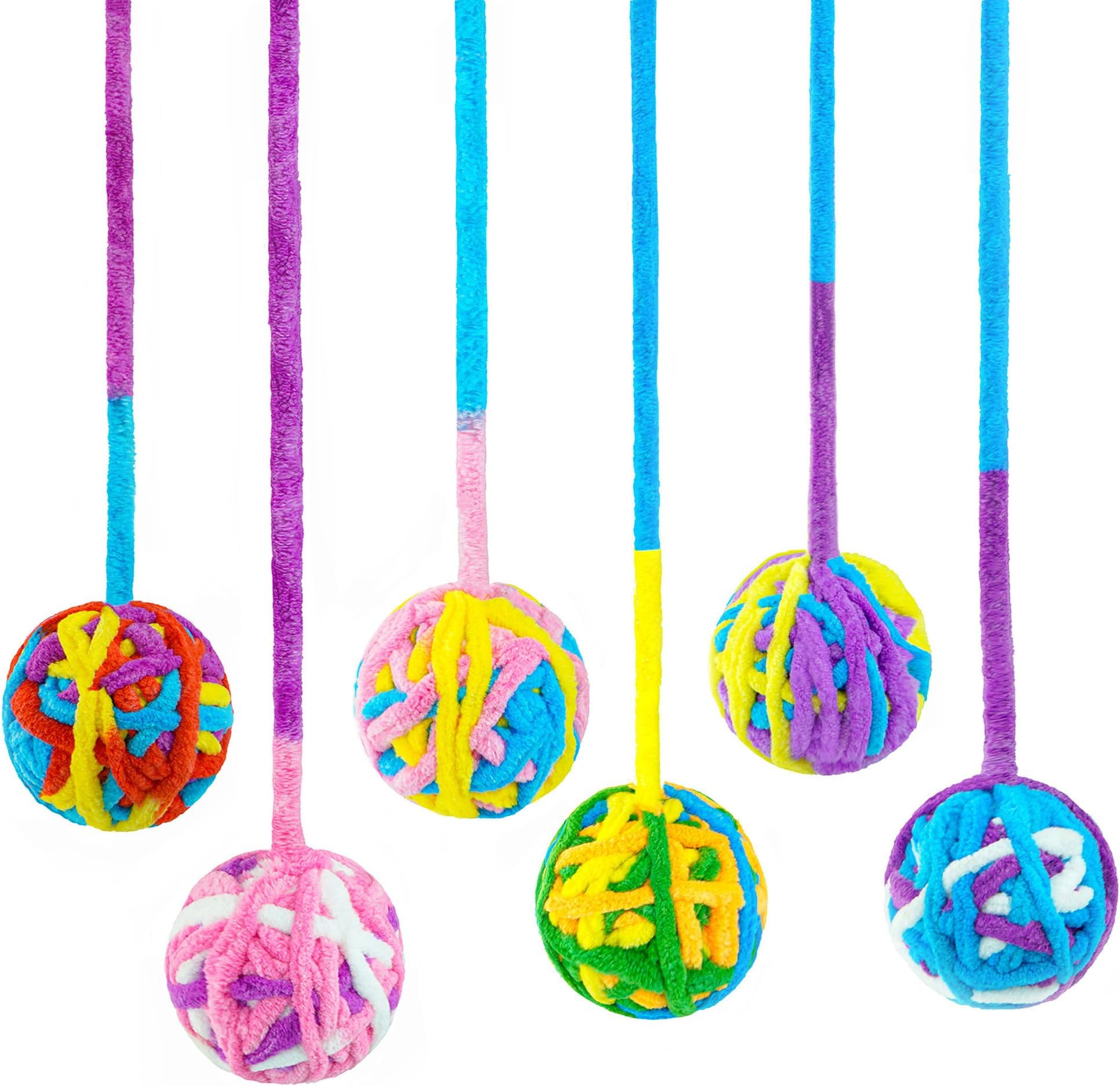 Amazon.com : CHIWAVA 6 Pack 20" Woolen Yarn Cat Toys Ball with Bell 2 ...