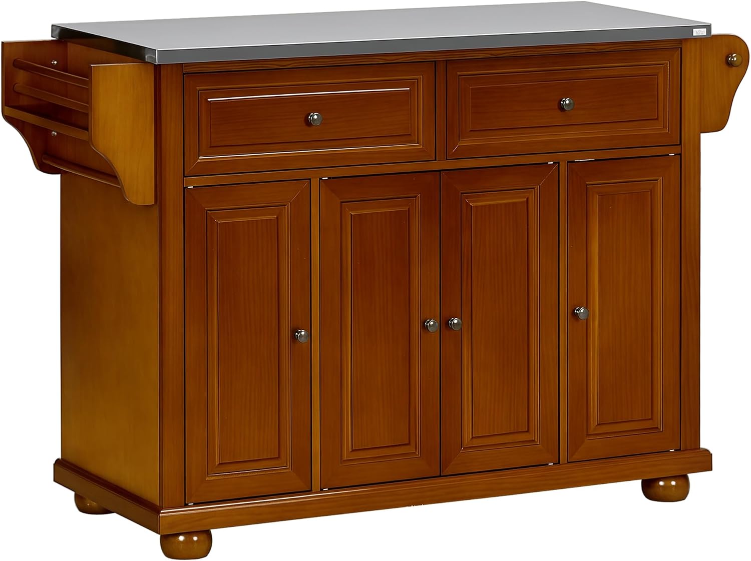 Amazon.com: HOMCOM Triple-Cabinet Double-Drawer Kitchen Island with ...