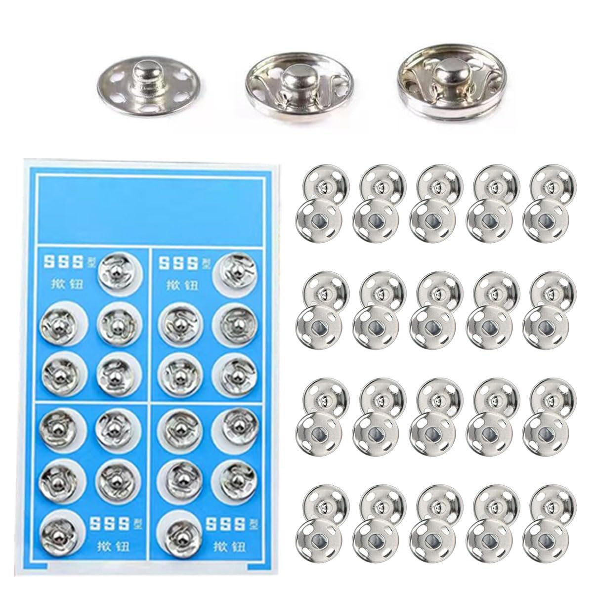 Snap Fasteners New 20Sets 10mm Metal Leather Pressure Buttons Sewing ...