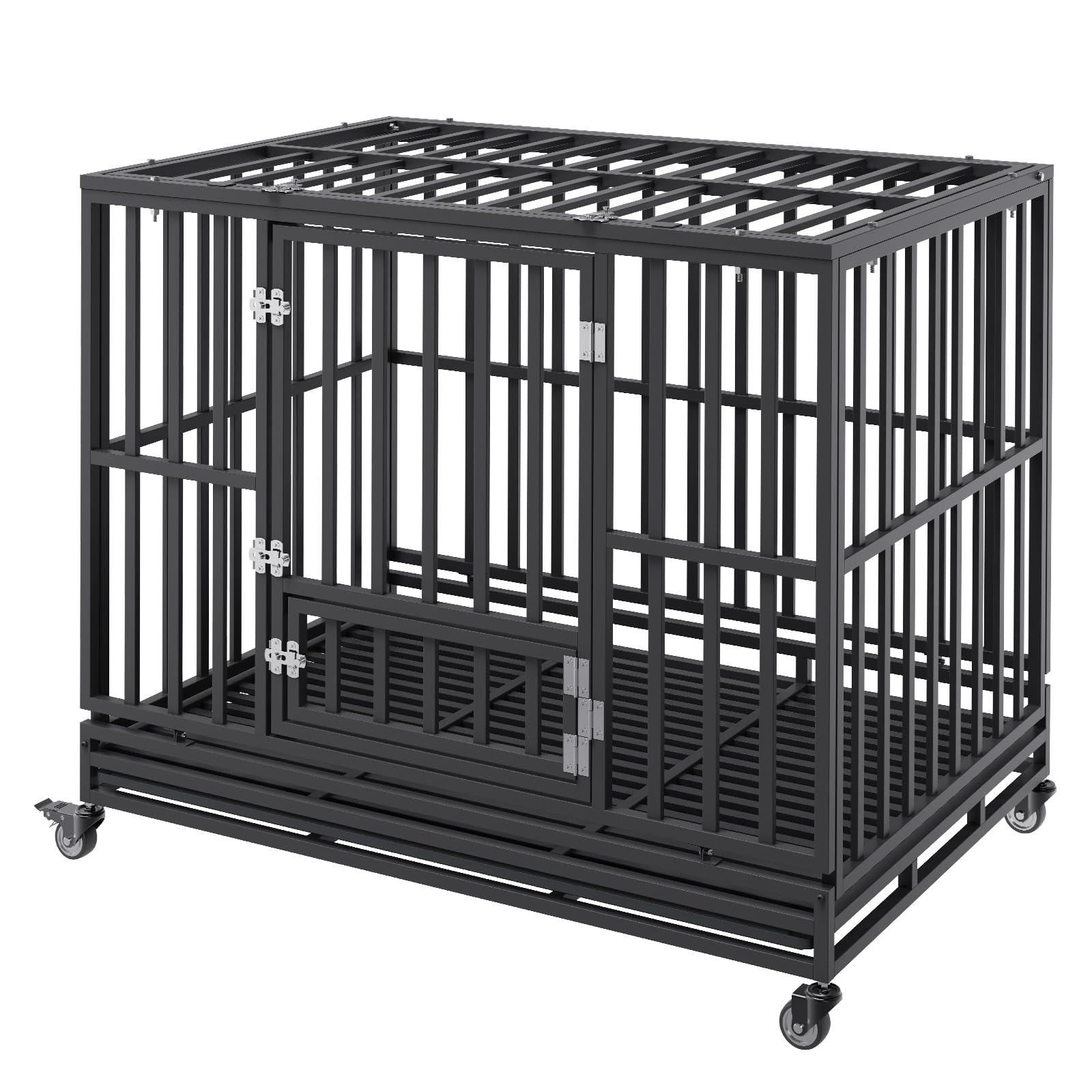 VEVOR 47inch Heavy Duty Dog Crate Large Dog Cage Metal Dog Kennels and ...