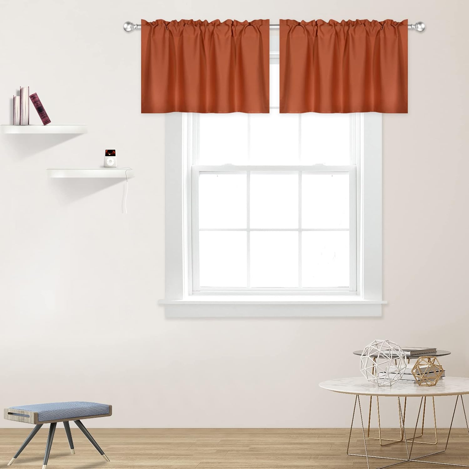 Amazon.com: DECOVSUN Burnt Orange Valance - Rust Valance for Windows 2 ...