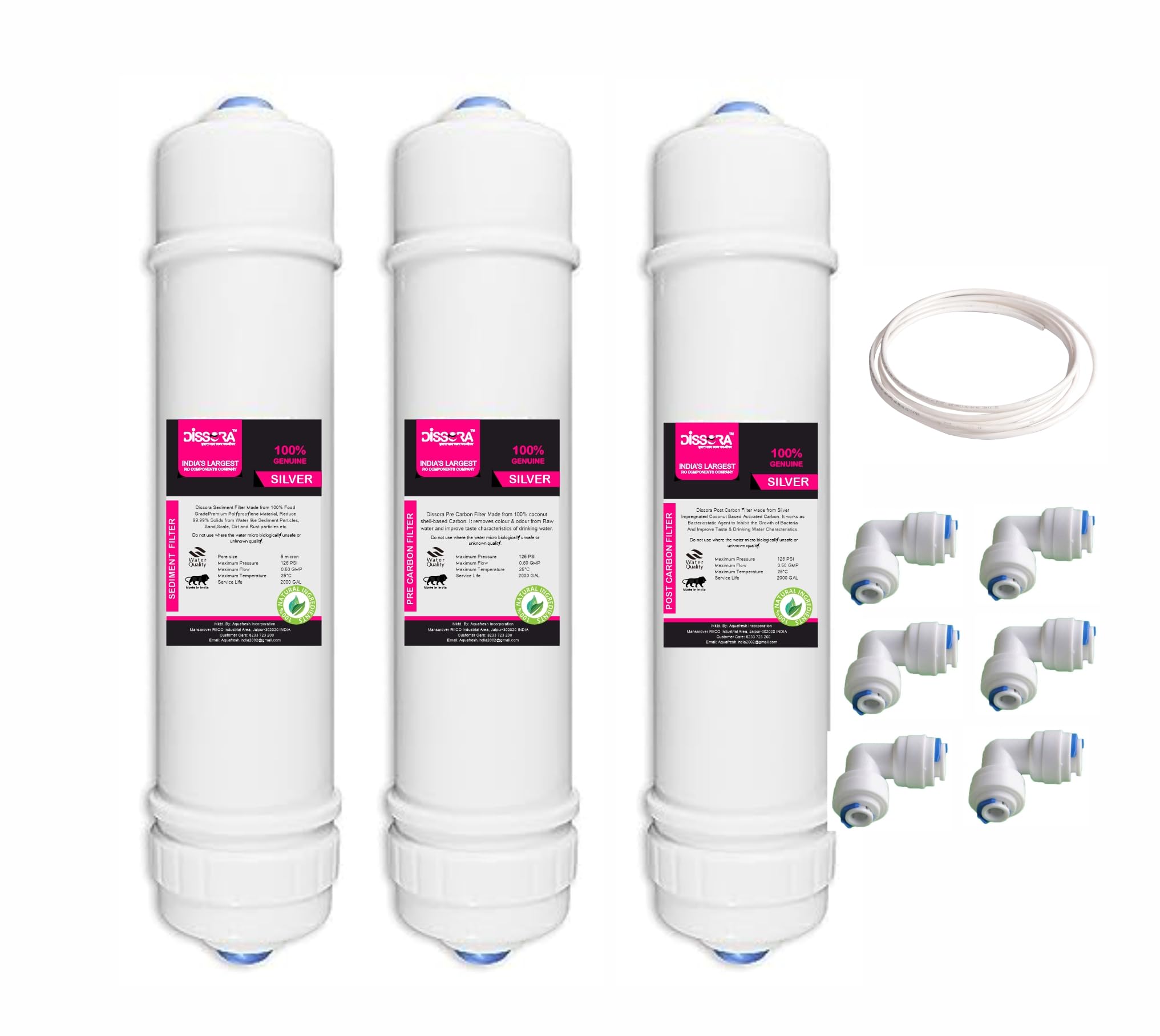 Dissora Silver 10 Inch Inline Pre Carbon, Post Carbon and Sediment ...