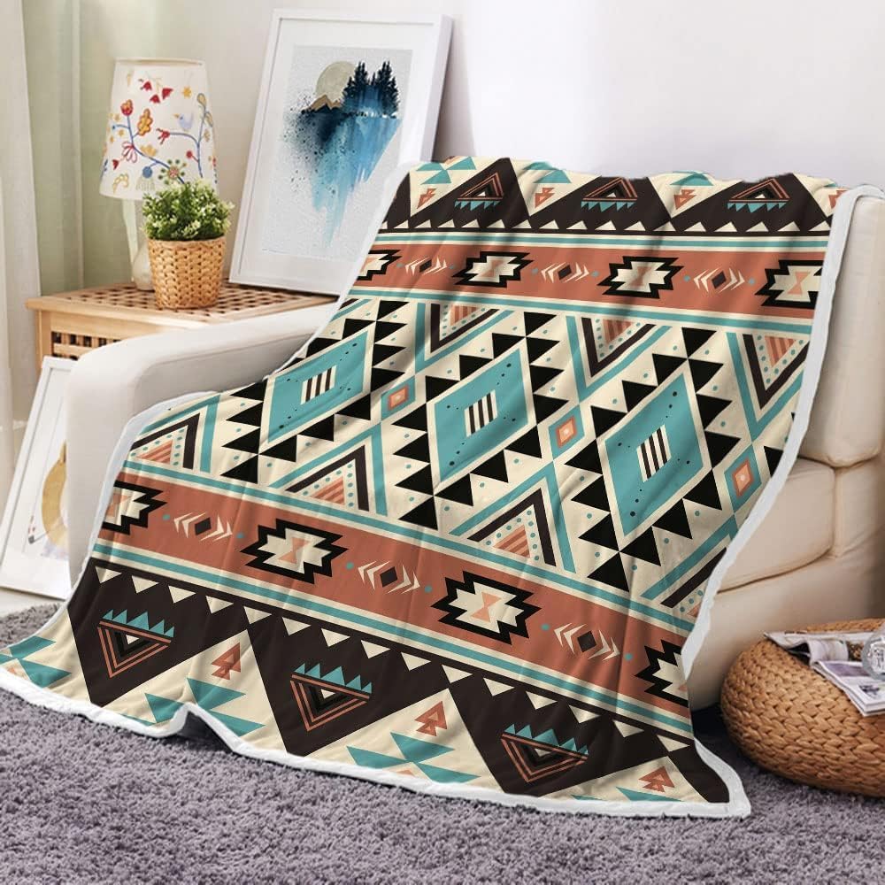 Amazon.com: Southwestern Tribal Azte Throw Blankets, Soft Cozy Flannel American Native Ethnic ...