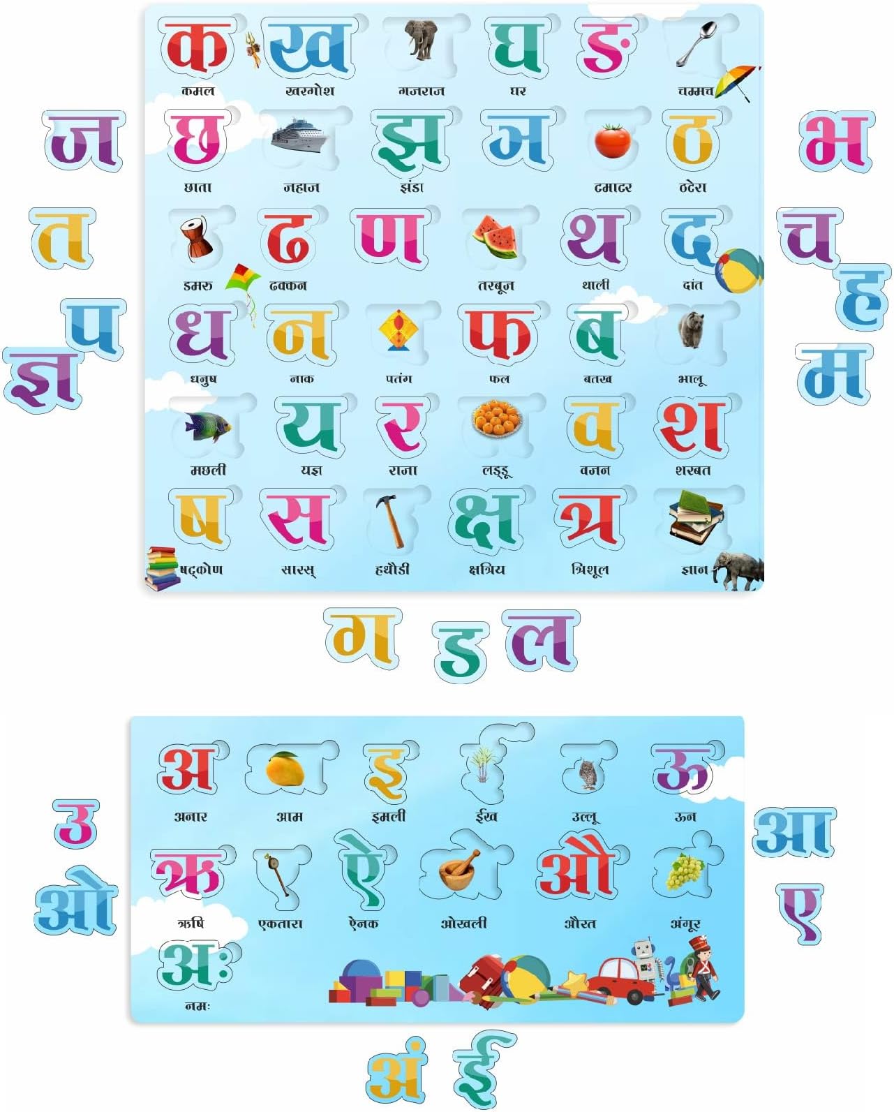 CRAFTICK Hindi Varnamala Wooden Board for Kids | Hindi Varnamala Puzzle ...
