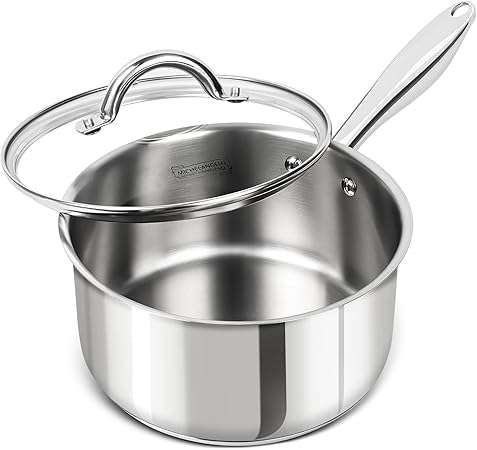 Amazon.com: MICHELANGELO 3 Quart Saucepan with Lid, 18/10 Stainless ...