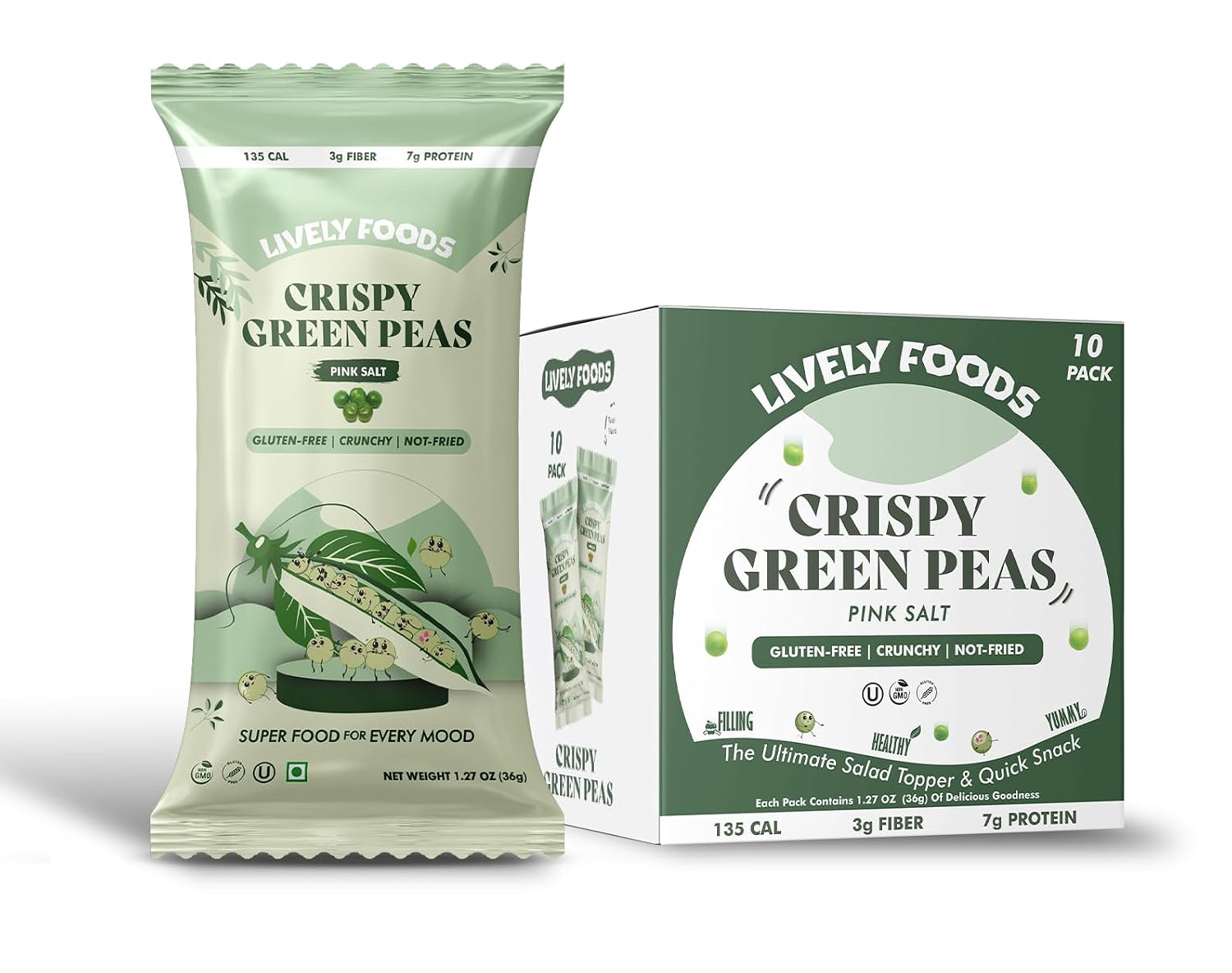 Amazon.com: Lively Foods Crunchy Roasted Green Peas – Pink Salt ...