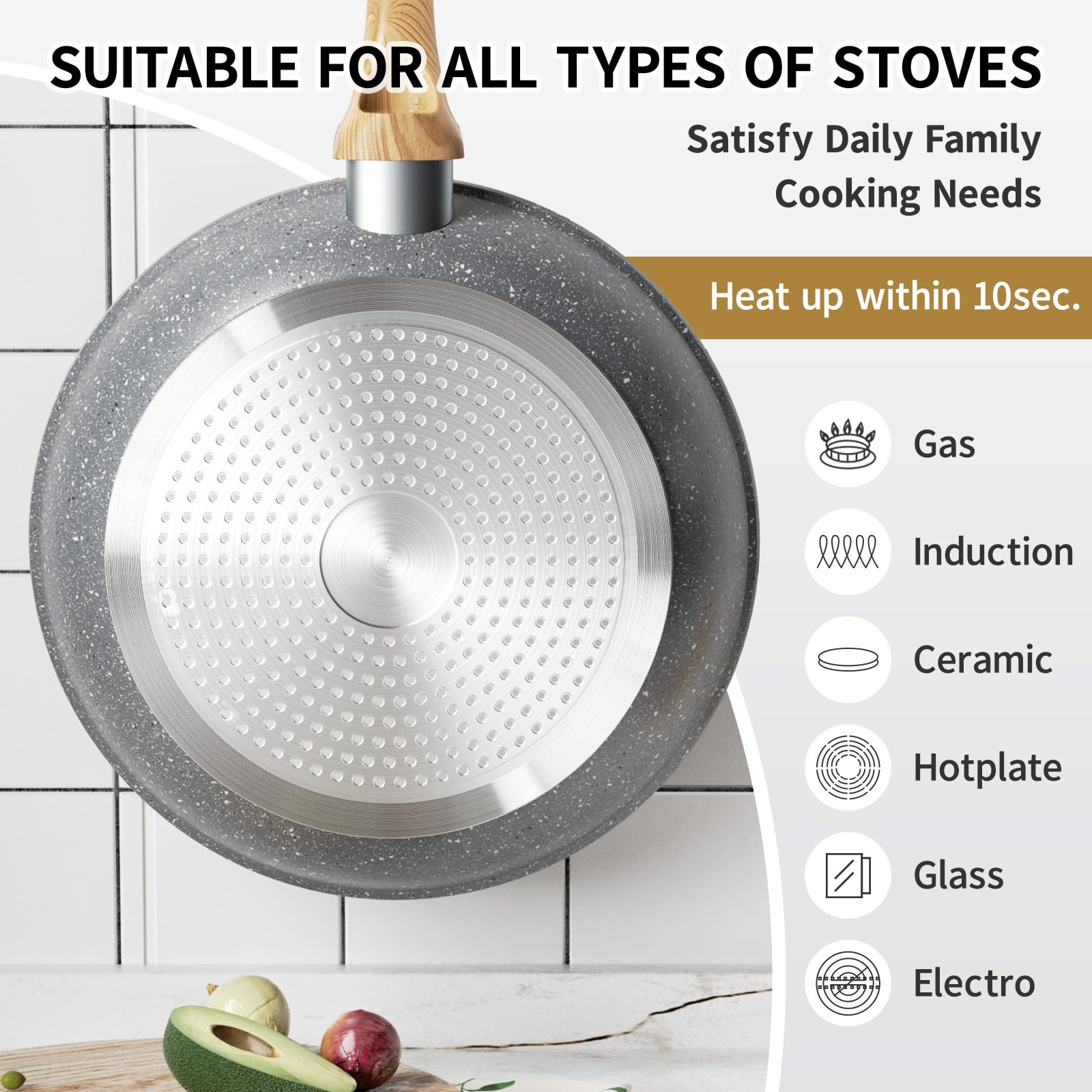 Snapklik.com : Frying Pan Nonstick 10 Inch,Granite Egg Pan Non Stick ...