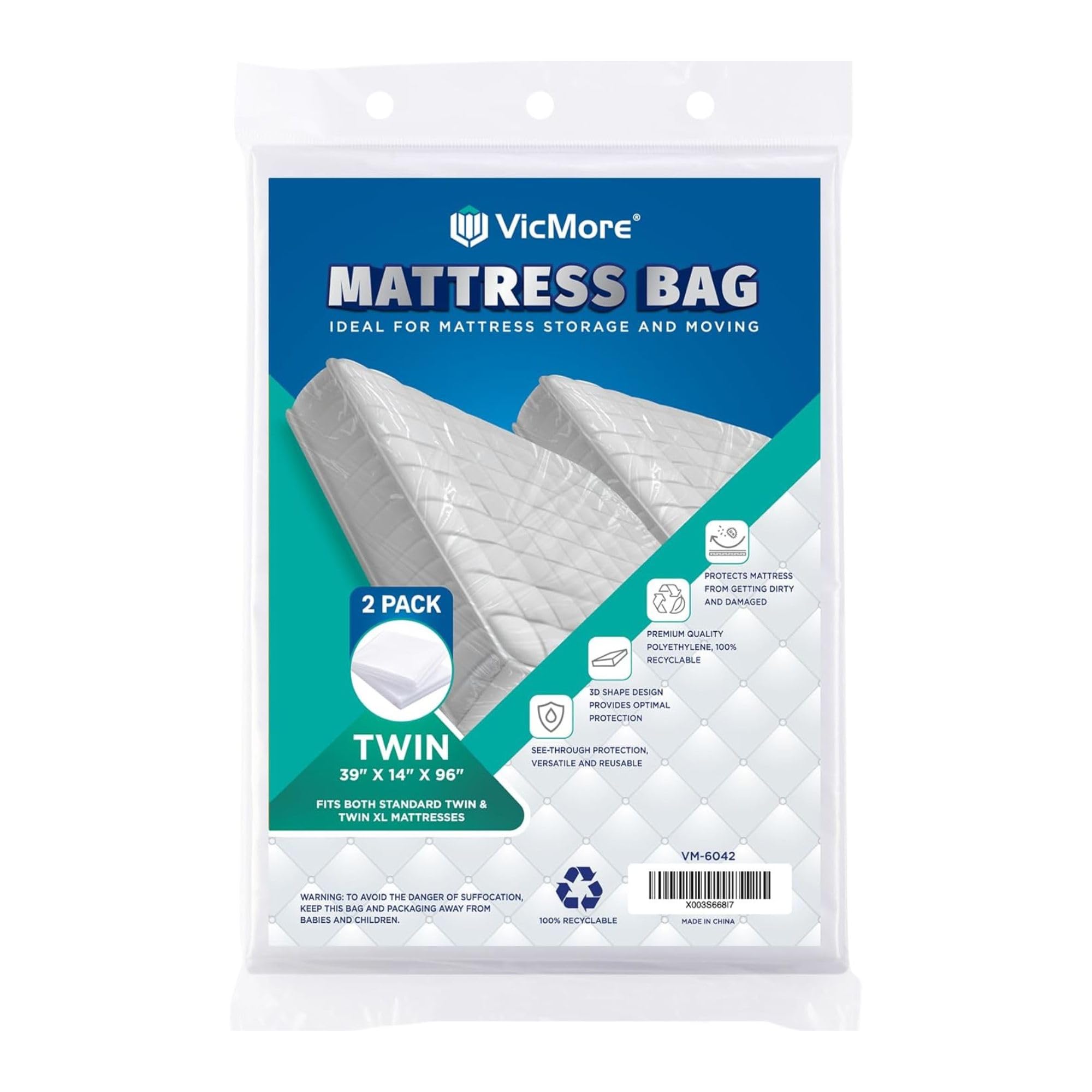 Amazon.com: VicMore 2-Pack Twin Size Mattress Protector - Plastic ...