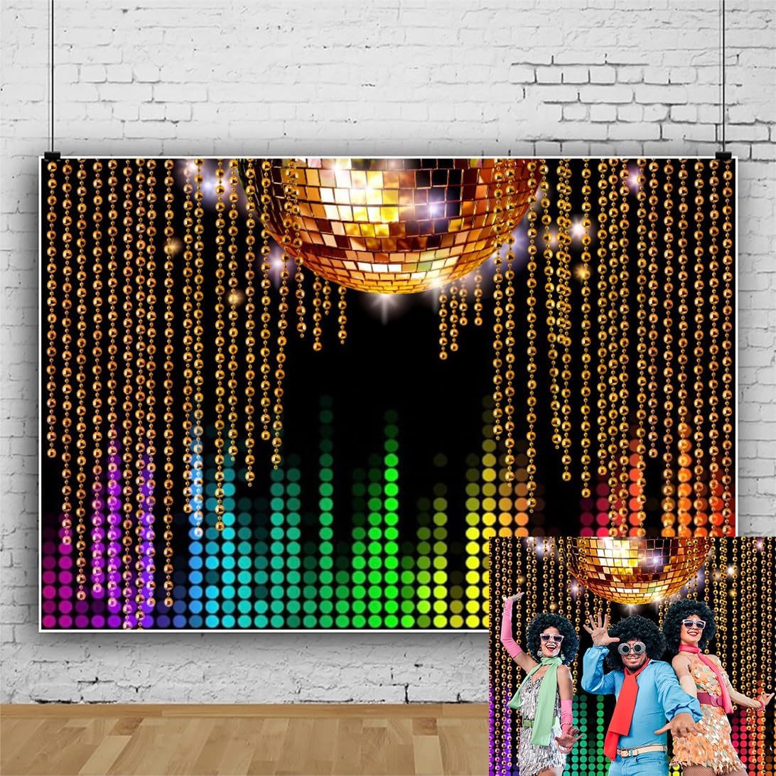 Amazon.com : Disco Party Backdrop 7x5ft Golden Glitter Disco Ball Photo ...