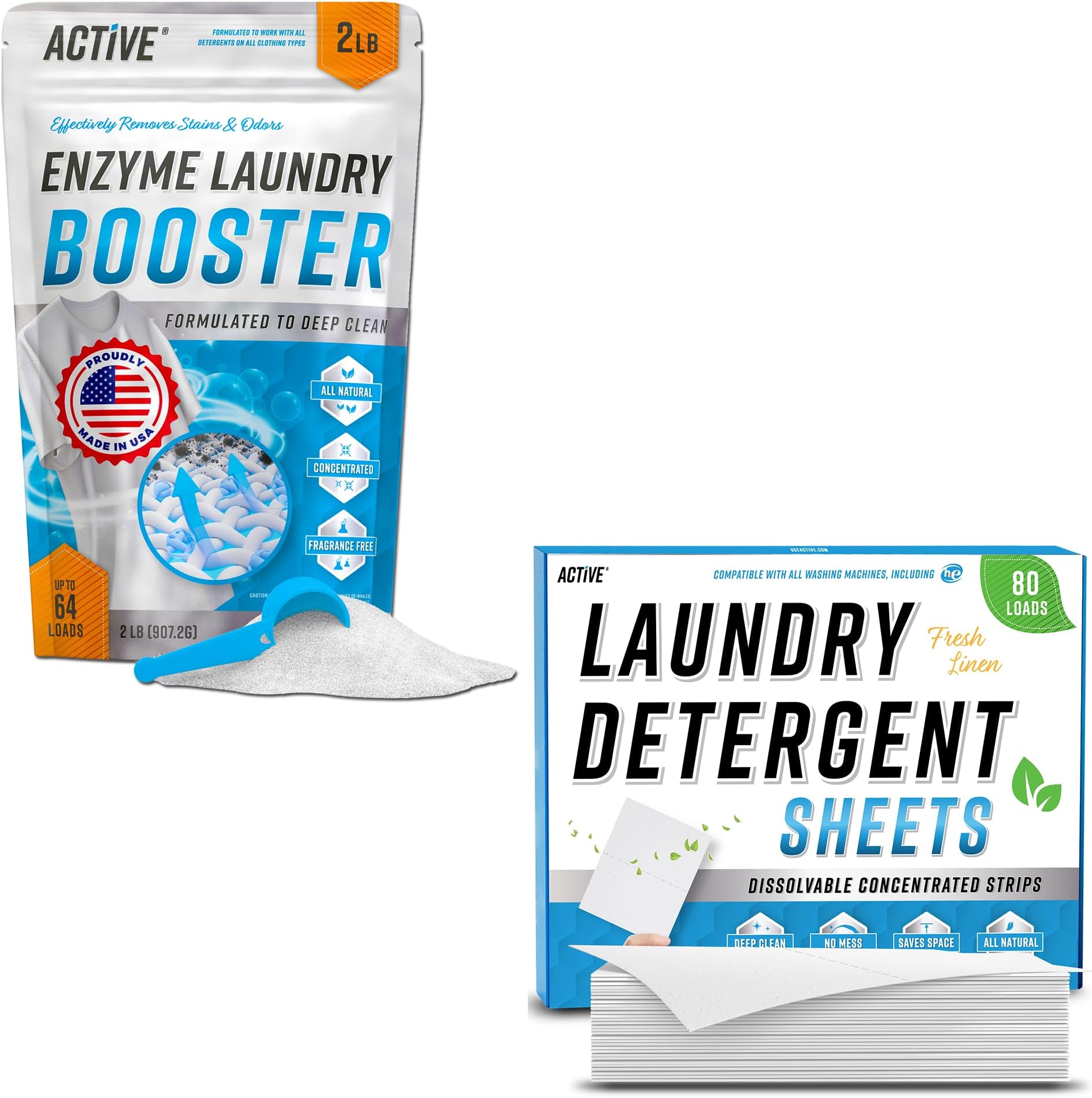 Amazon.com: ACTIVE Enzyme Laundry Booster and Fresh Linen Laundry ...