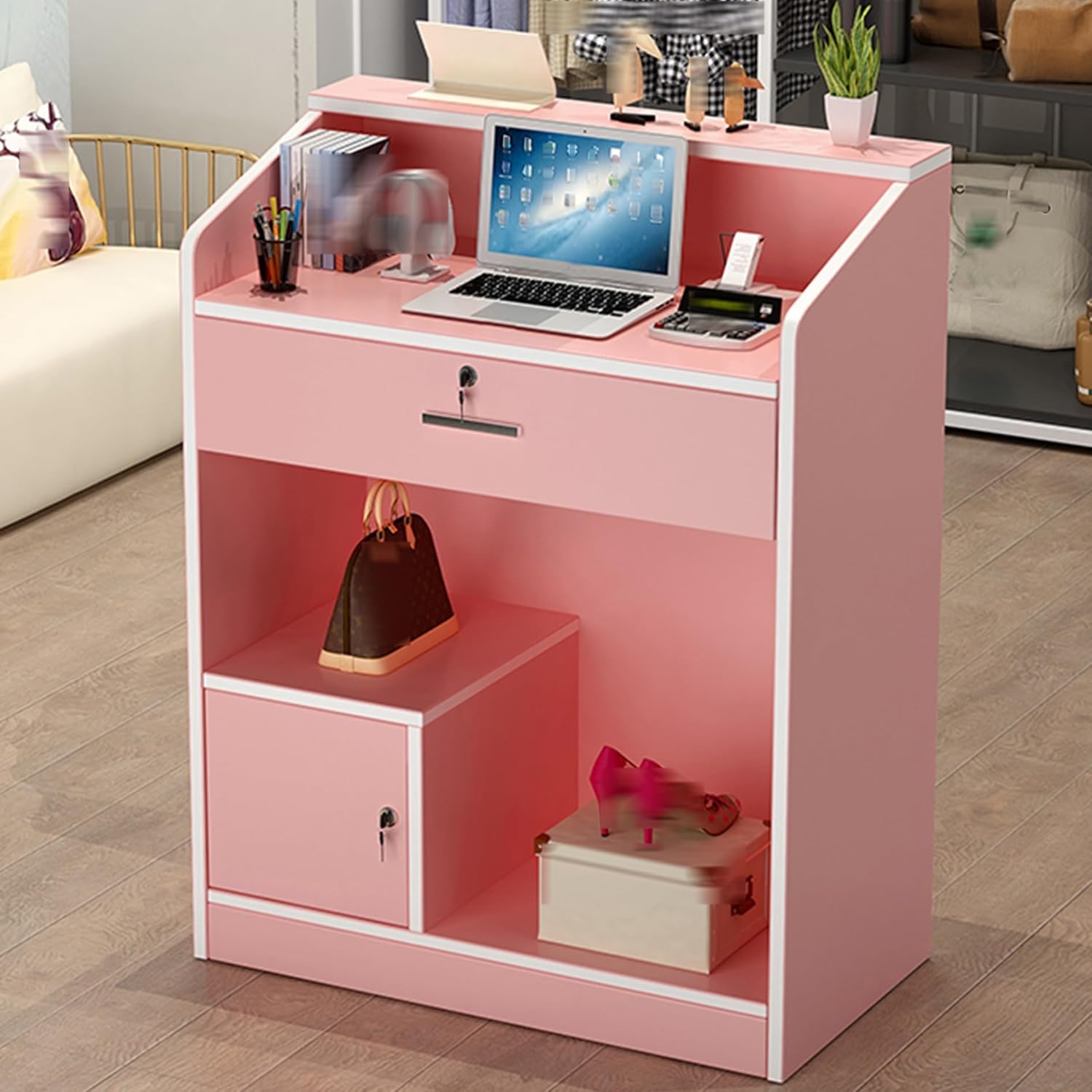 Amazon.com: Reception Checkout Counter,Retail Counter Secretary Desk ...