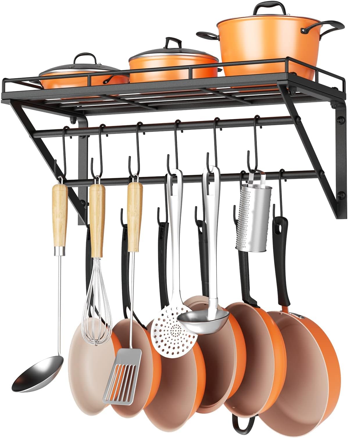 Amazon.com: G-TING Hanging Pot Rack, Pot and Pan Organizer Wall Mounted ...