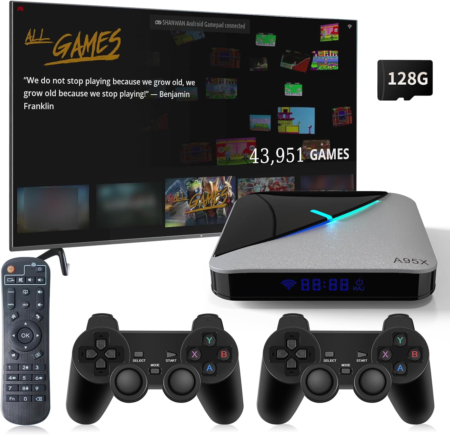 Game Consoles S905X3 Chip with Built in 43,951 Retro Games, Retro Game ...