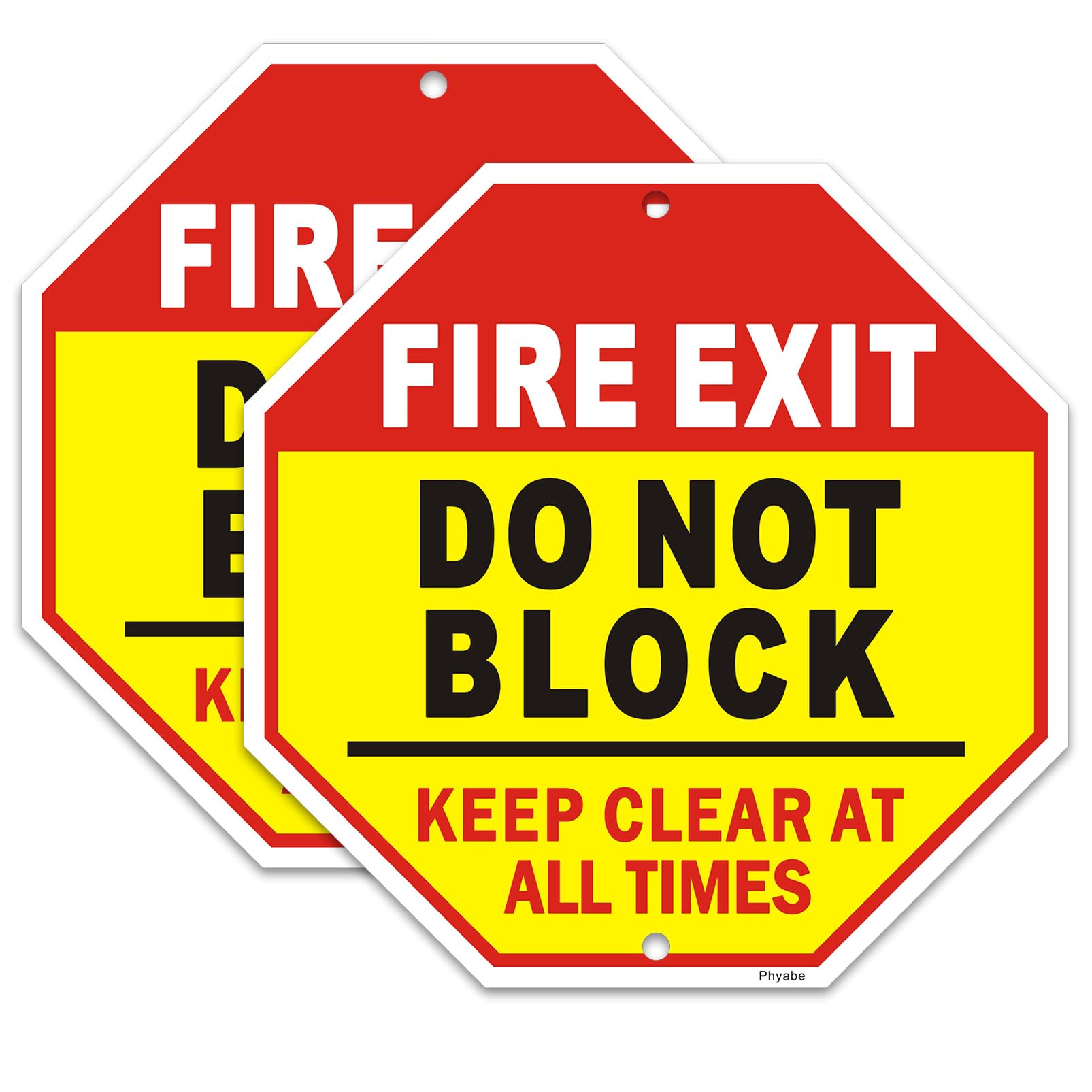 Amazon.com: Phyabe 2 Pack Fire Exit Do Not Block Keep Clear at All ...