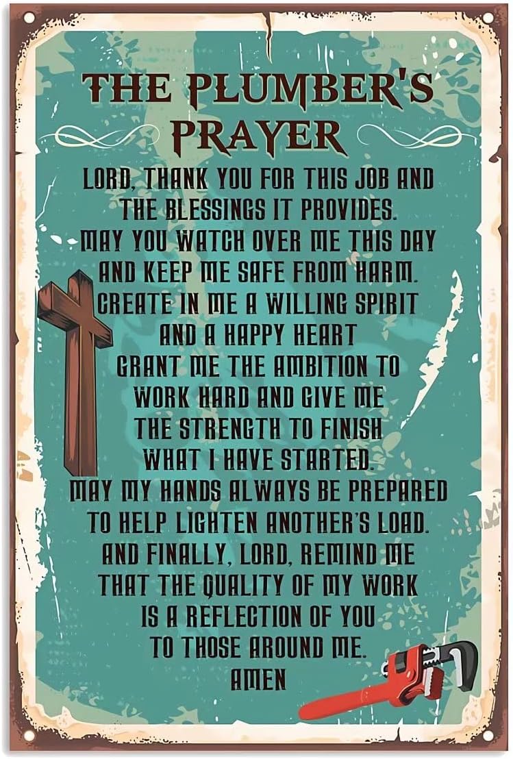 Amazon.com: Metal Sign Retro The Plumber's Prayer Poster Wall Decor Art ...